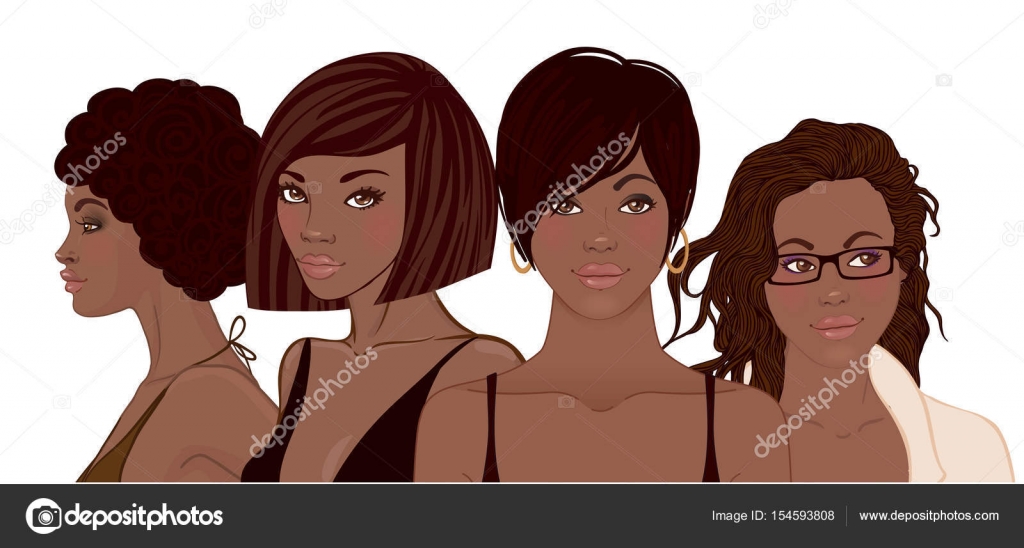 Group Of African American Pretty Girls Female Portrait Black B Stock