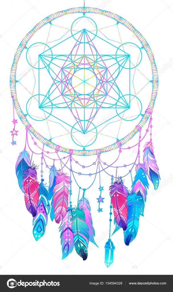 Native American Indian talisman dream catcher with Metatrons Cub Stock ...