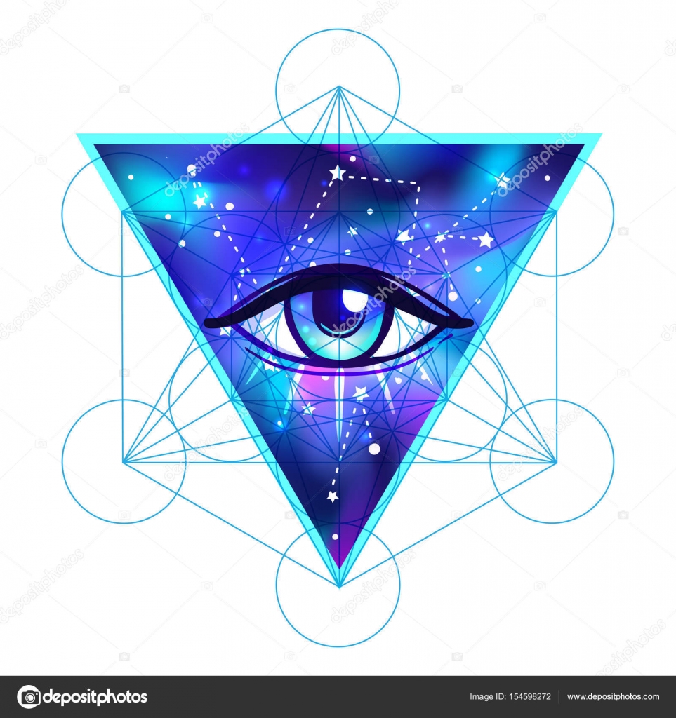 All seeing eye. Vector bright colorful cosmos illustration. Cosm Stock ...