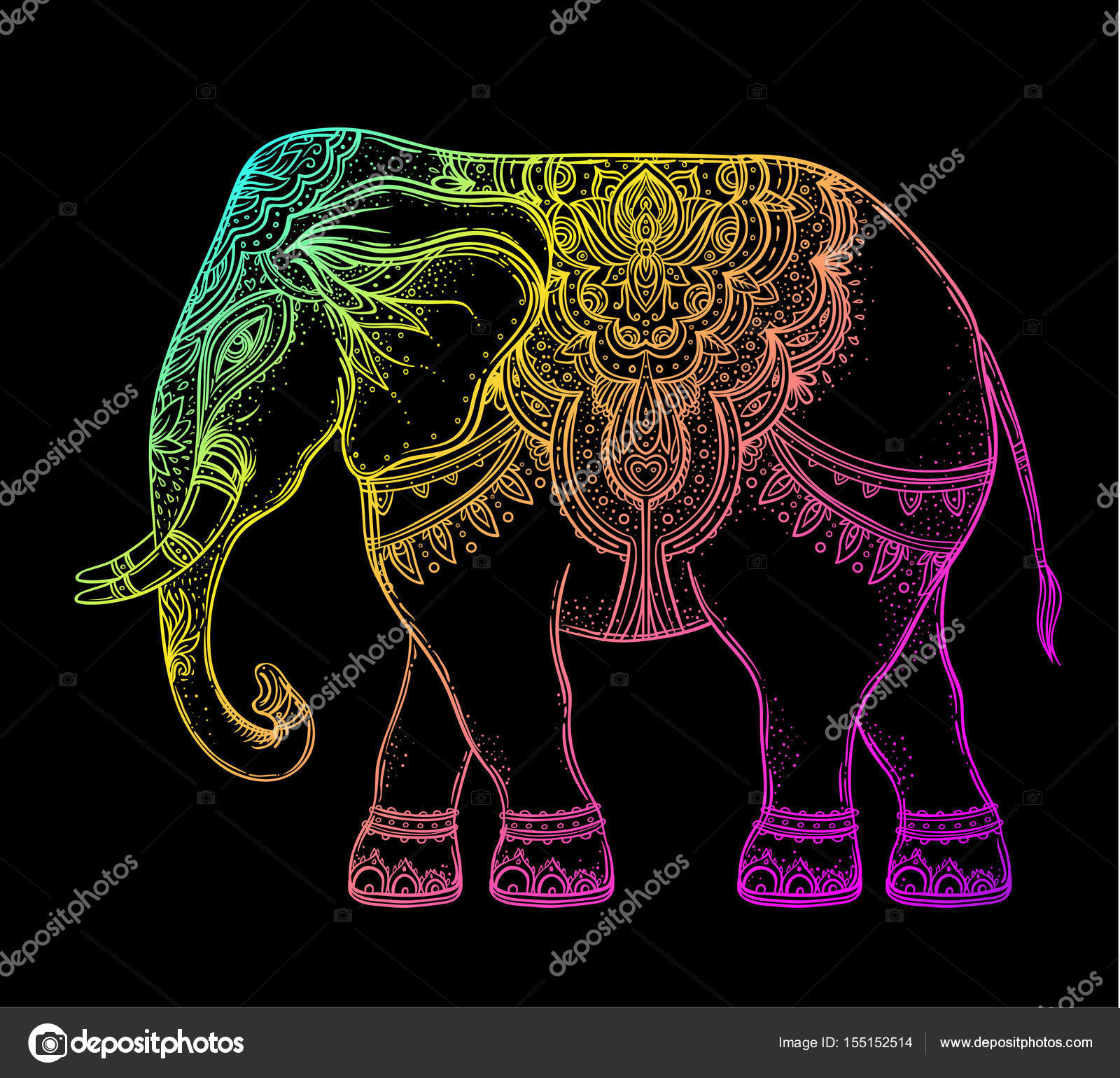 Colorful Tribal Pattern Elephant