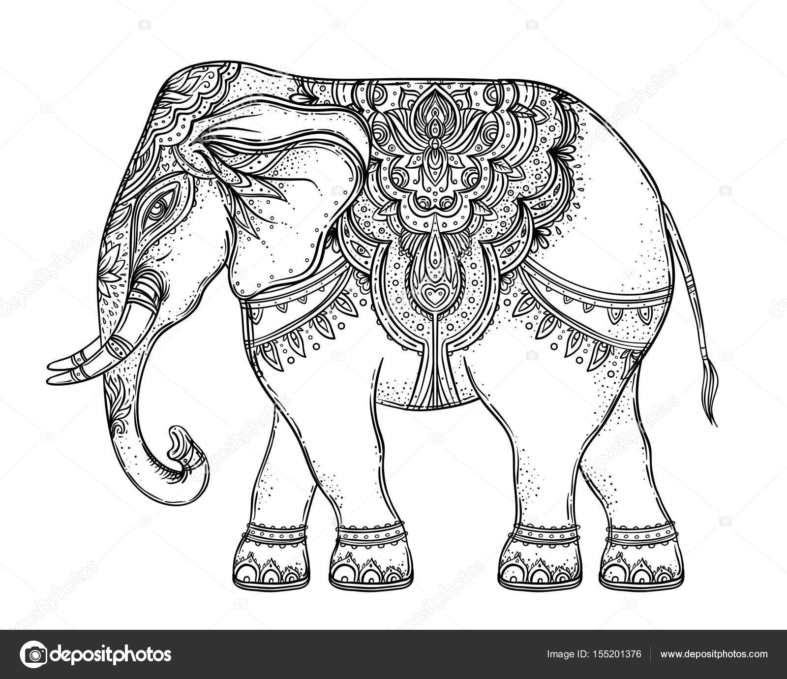 Colorful Tribal Elephant Drawing