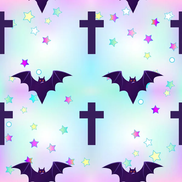 Kawaii funny spooky seamless pattern. Halloween wrapping paper b Stock ...
