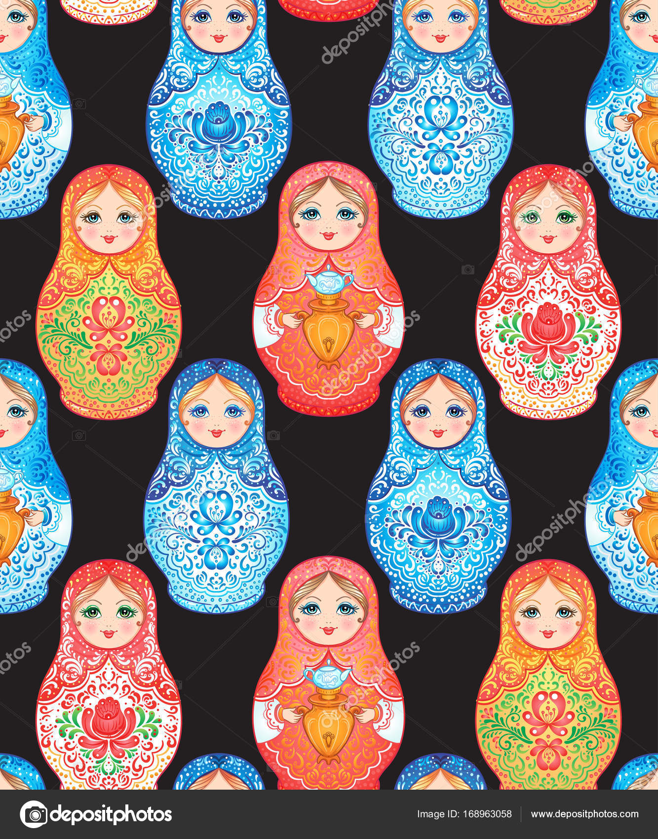 Matryoshka seamless pattern Stock Vector Image by ©vgorbash #168963058