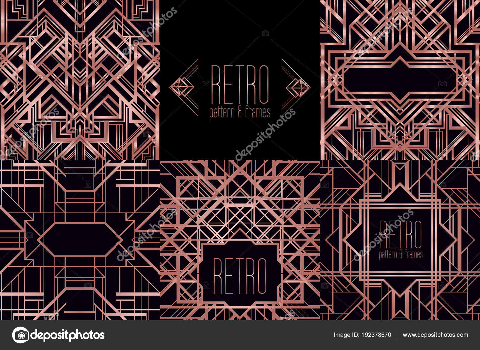 Art Deco Vintage Patterns Design Elements Black Background Stock Vector by ©vgorbash 192378670