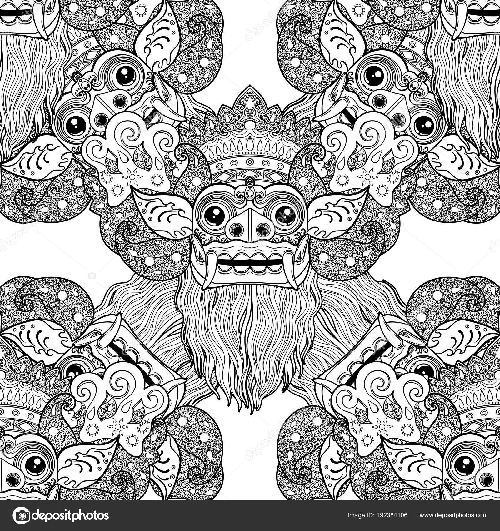 Pattern Made Barong Traditional Ritual Balinese Masks Stock Vector by ...