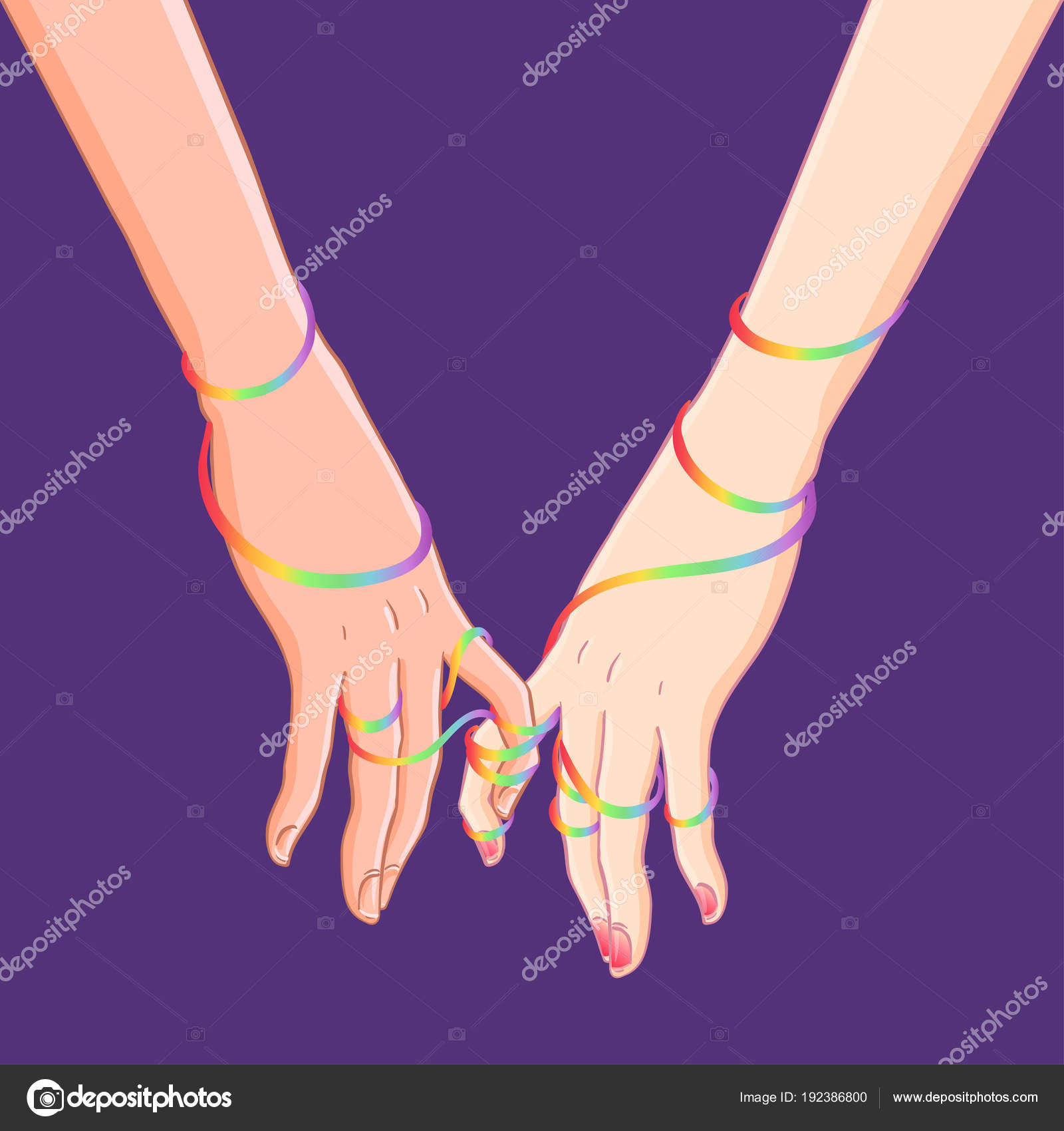Two Women Holding Hands Lgbt Sign Purple Background Stock Vector Image ...