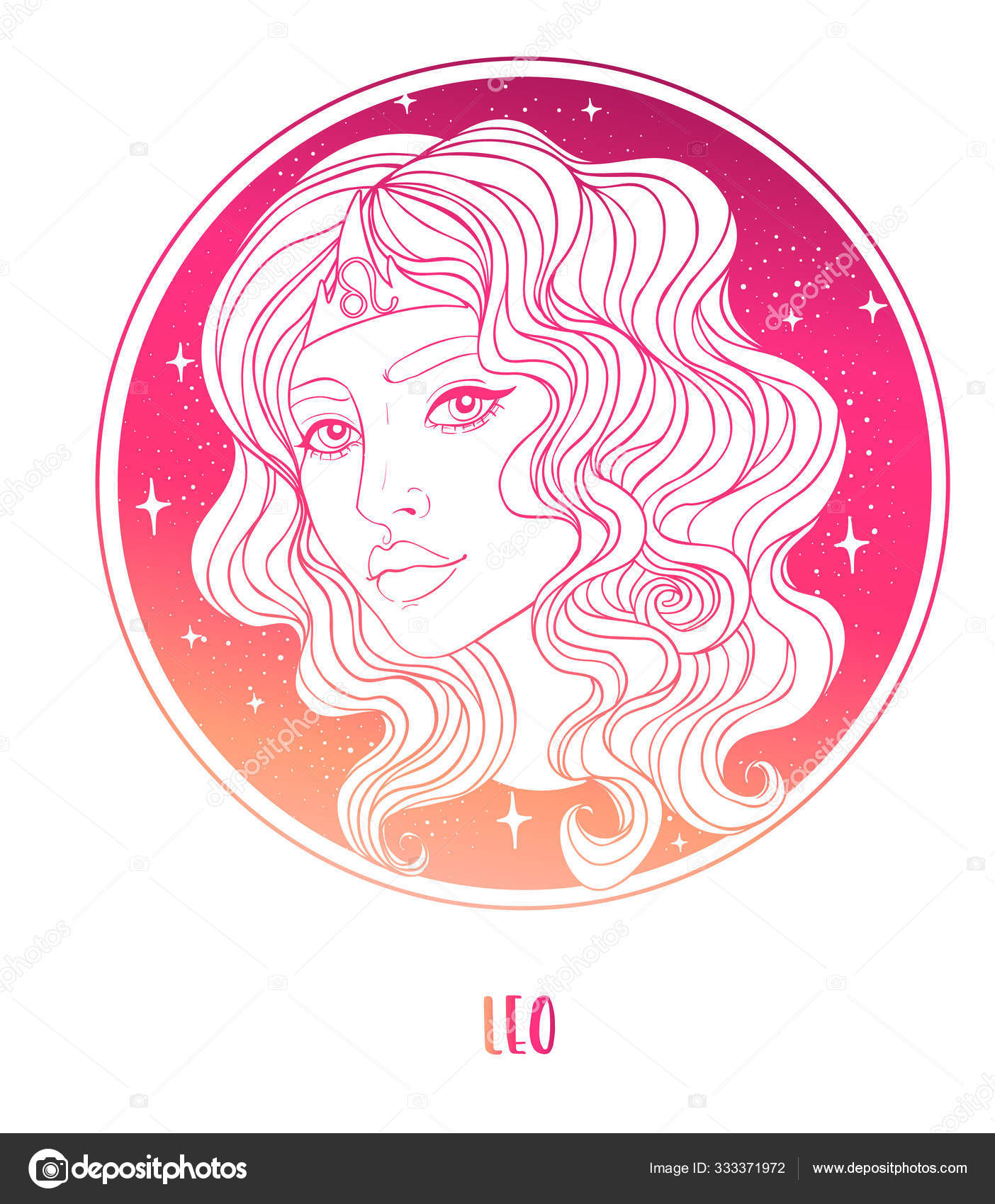 Illustration Of Leo Astrological Sign As A Beautiful Girl Zodiac