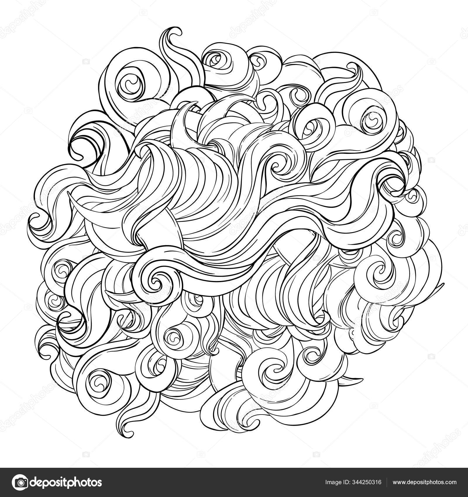 Vector endless background. Stormy sea line art drawing. Splash ocean ...