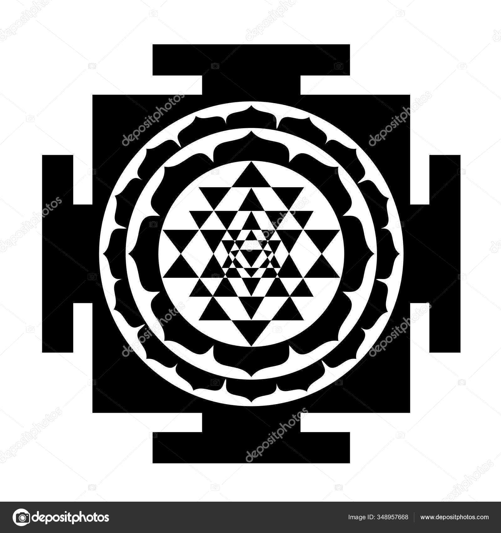 Sri Yantra atau Sri Chakra, bentuk diagram mistis, mazhab Shri Vidya ...
