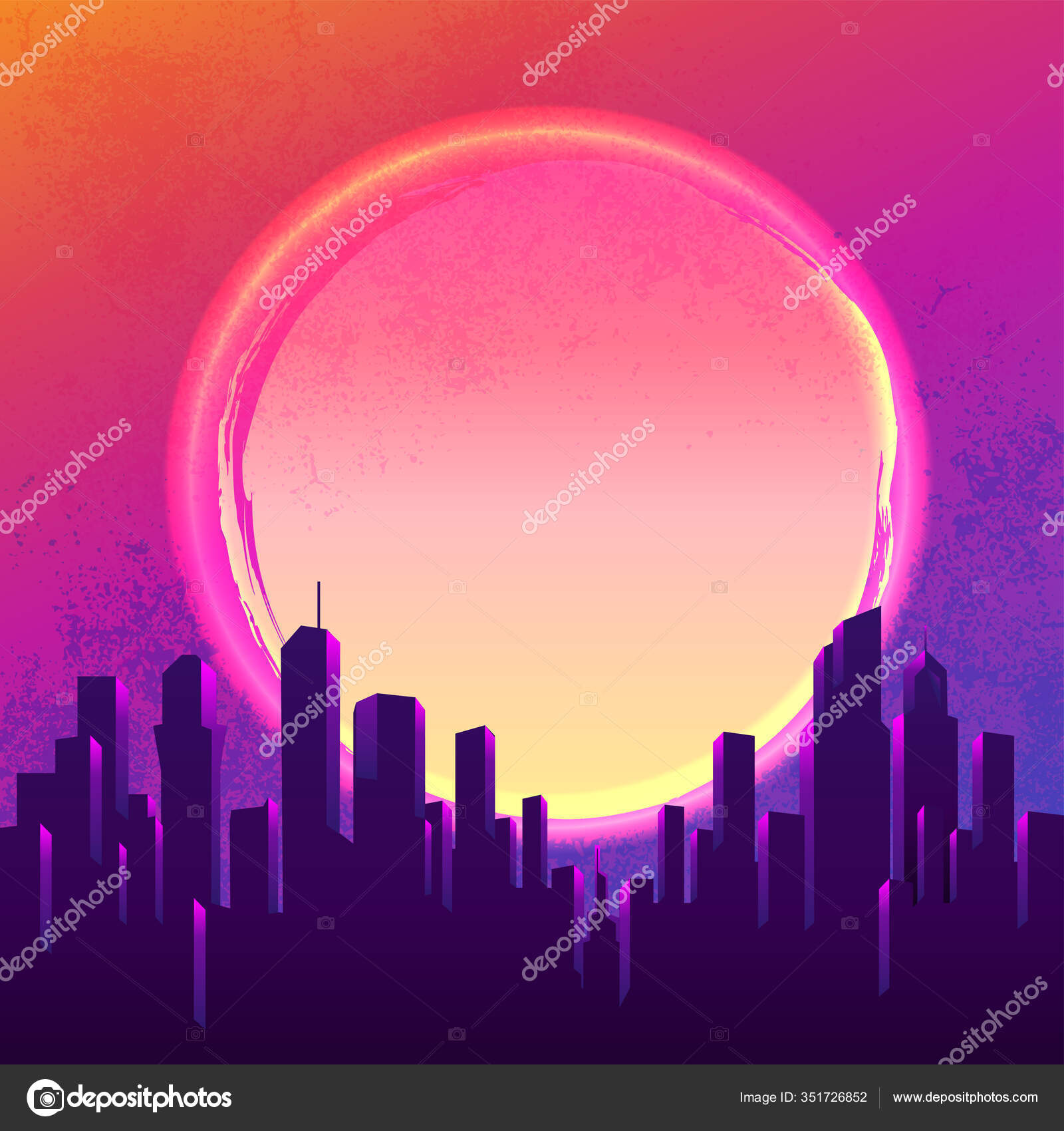 Ilustración de onda sintética futurista vectorial. Cartel retro de los ...