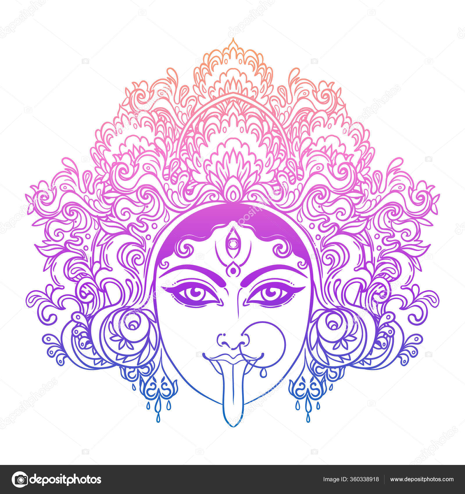 Kali Goddess Face Drawing