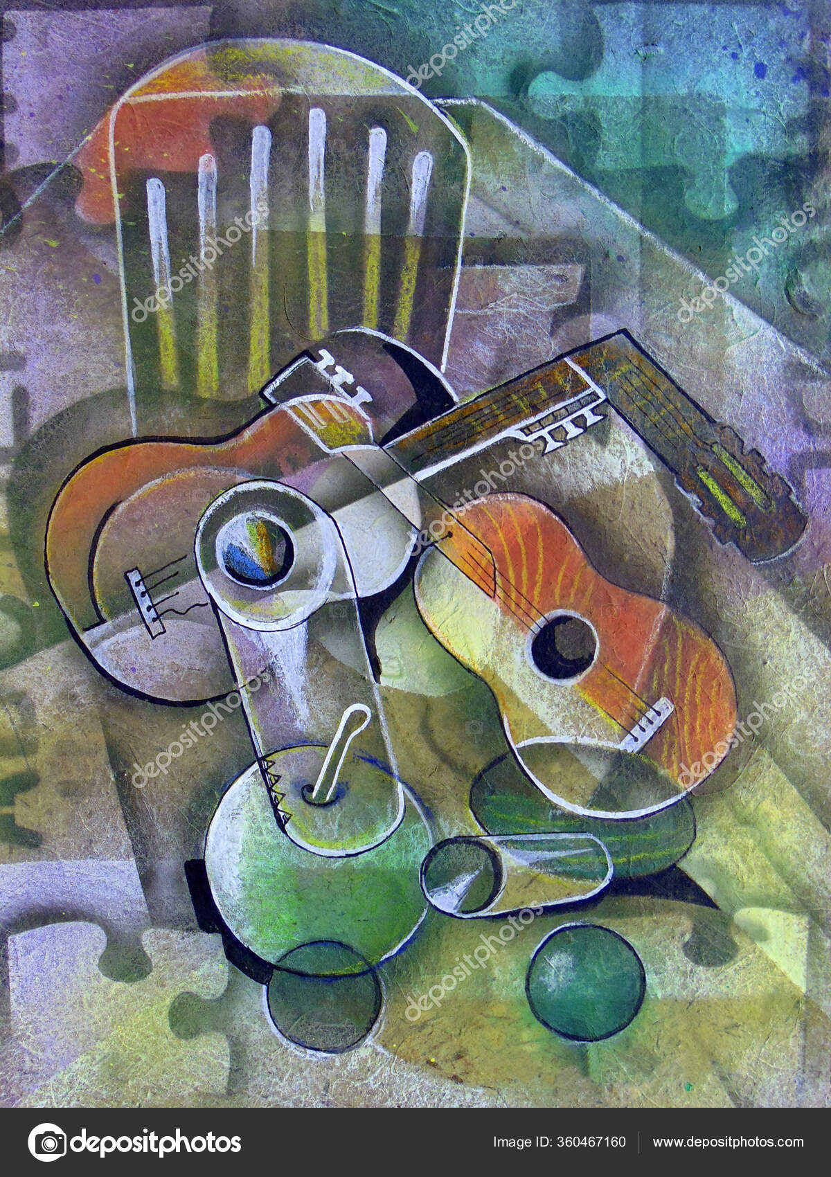 Cubismo Bodegón Pintura Arte Estilo Picasso Ilustración de stock ...