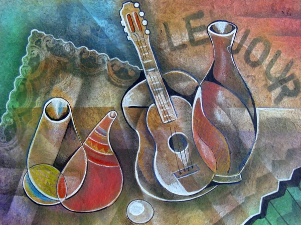 Cubismo Bodegón Pintura Arte Estilo Picasso — Foto de stock #360466140 ...