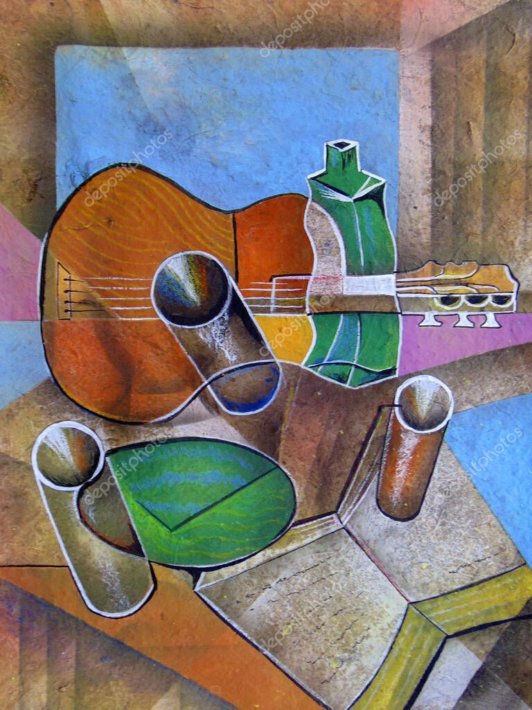 Cubismo Bodegón Pintura Arte Estilo Picasso Ilustración de archivo de ...