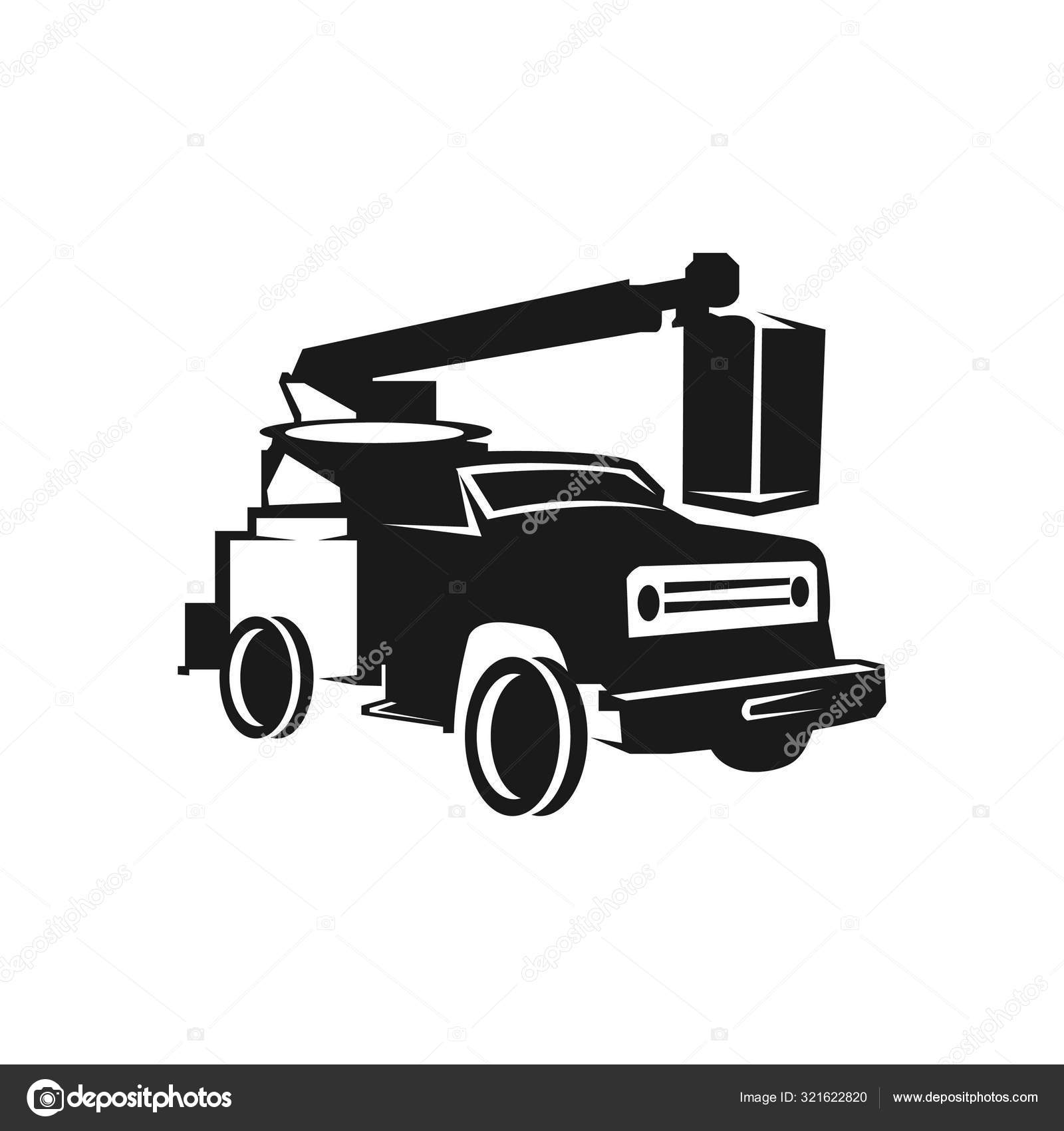 Bucket service truck black vector concept icon. Bucket service t Stock ...