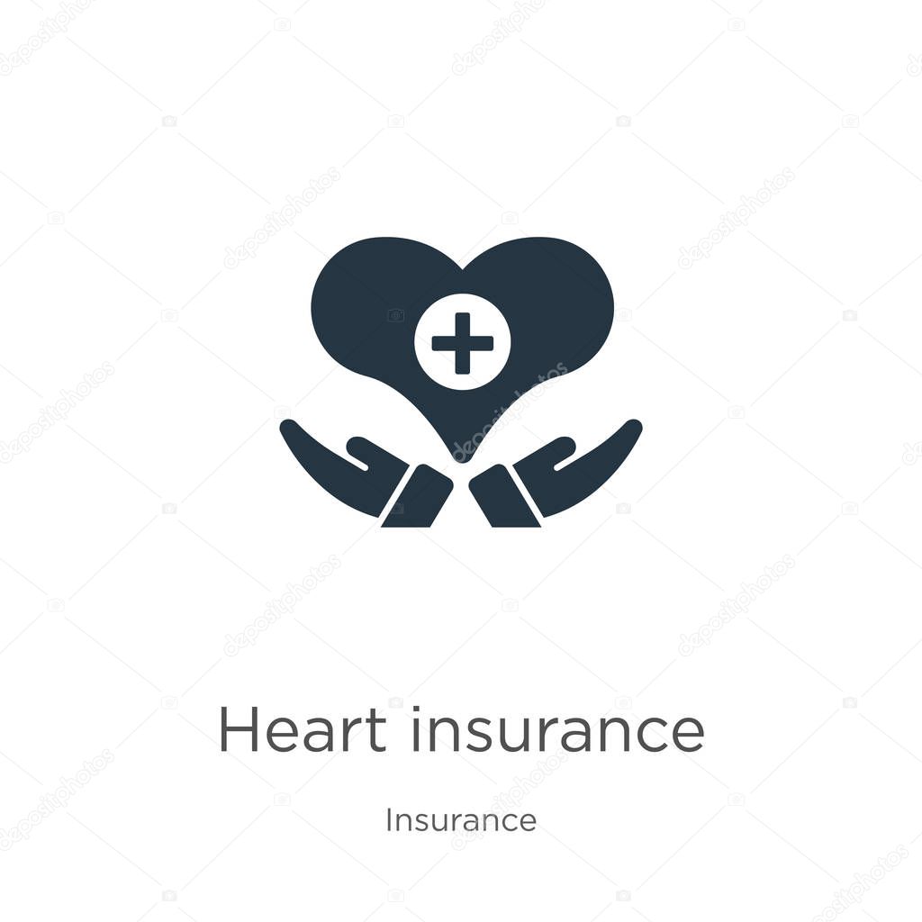 Icono de seguro cardíaco vector. Icono de seguro de corazón plano de ...