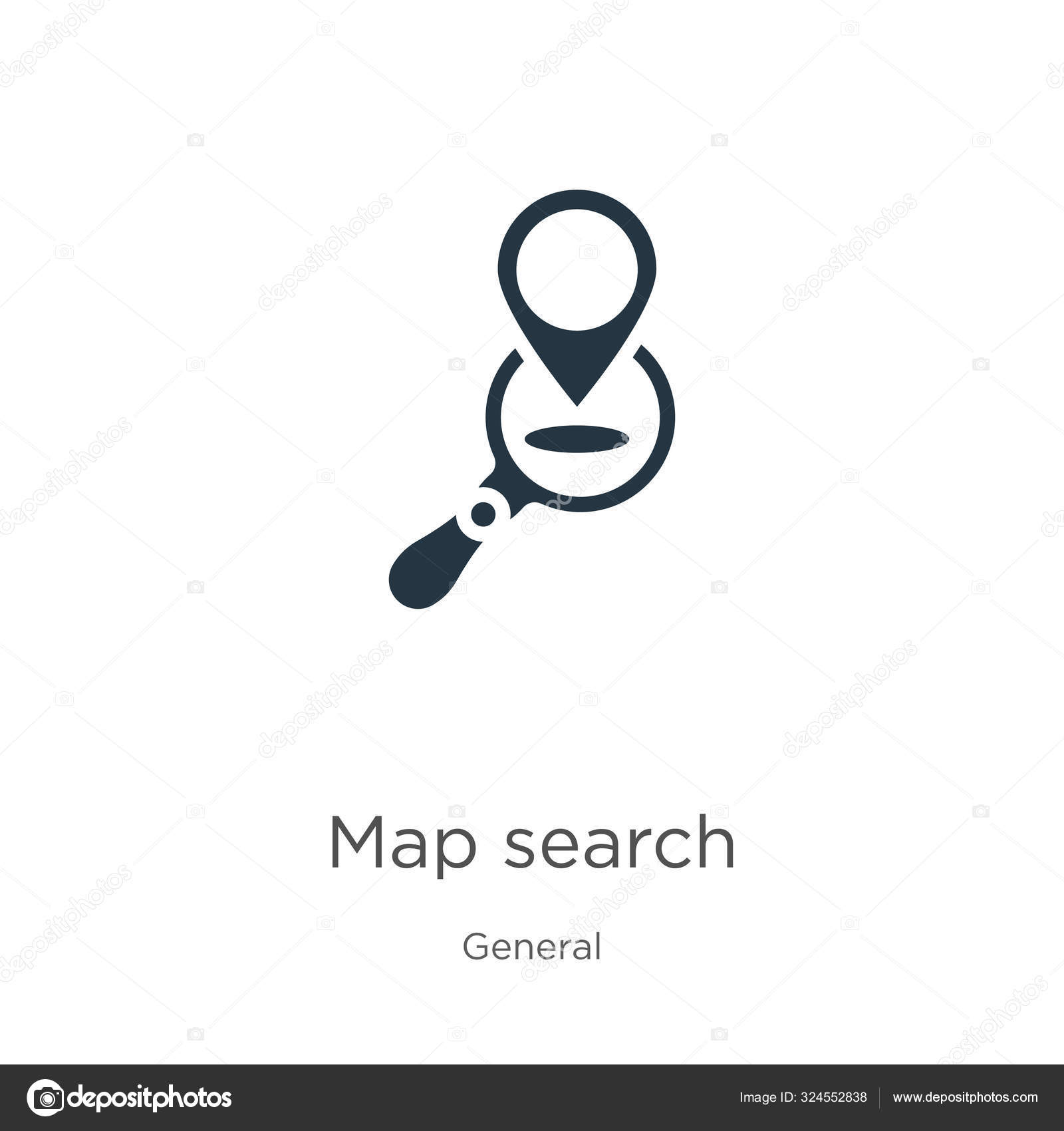 Map search icon vector. Trendy flat map search icon from general ...