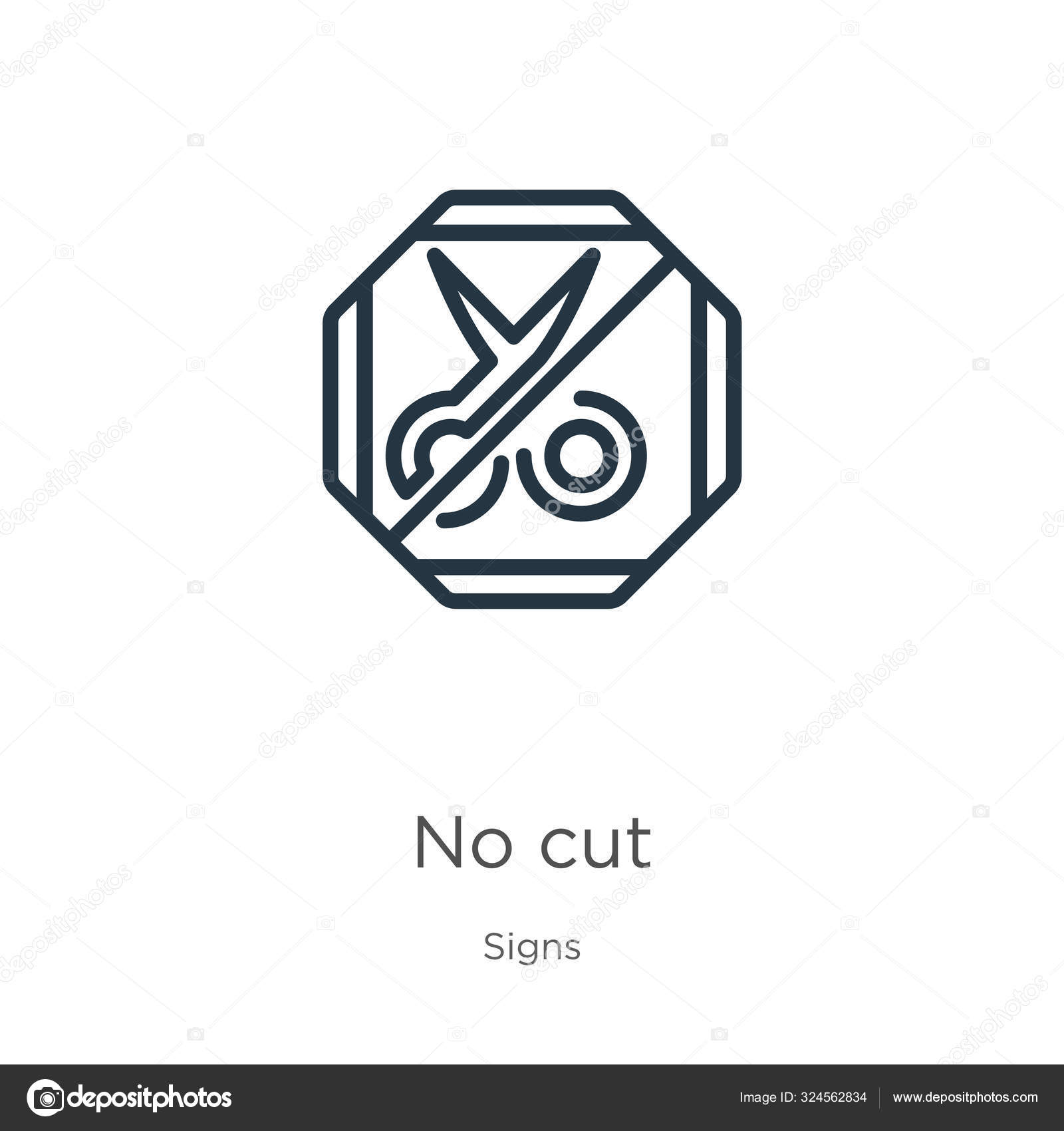 No cut icon. Thin linear no cut outline icon isolated on white ...