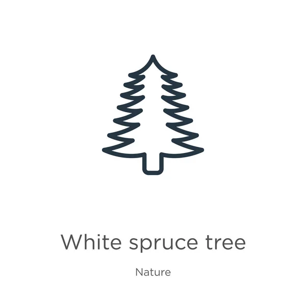 Red spruce tree icon. Thin linear red spruce tree outline icon isolated ...