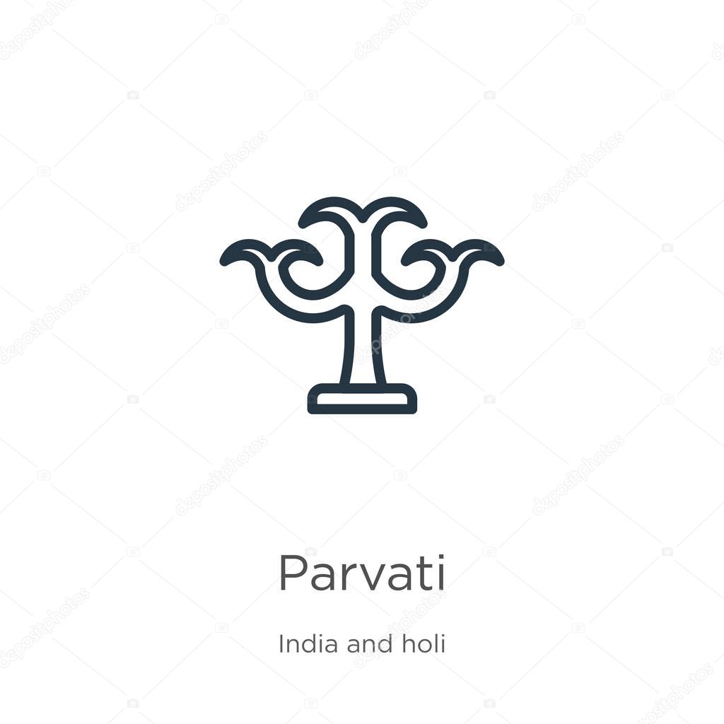 Icono de Parvati. Icono delgada línea de contorno parvati aislado sobre ...