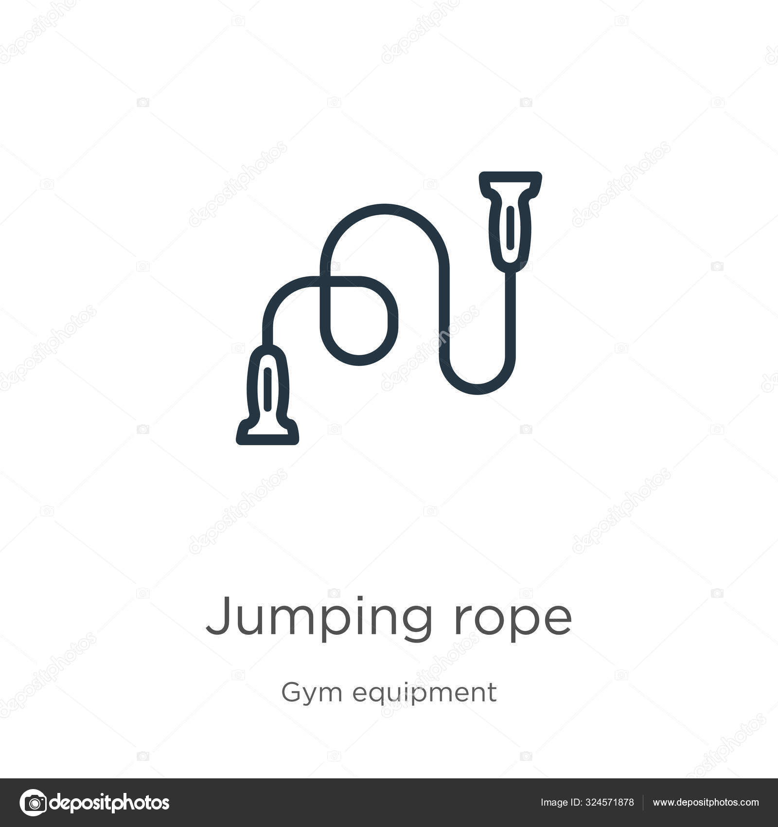 Jumping rope icon. Thin linear jumping rope outline icon isolated on ...