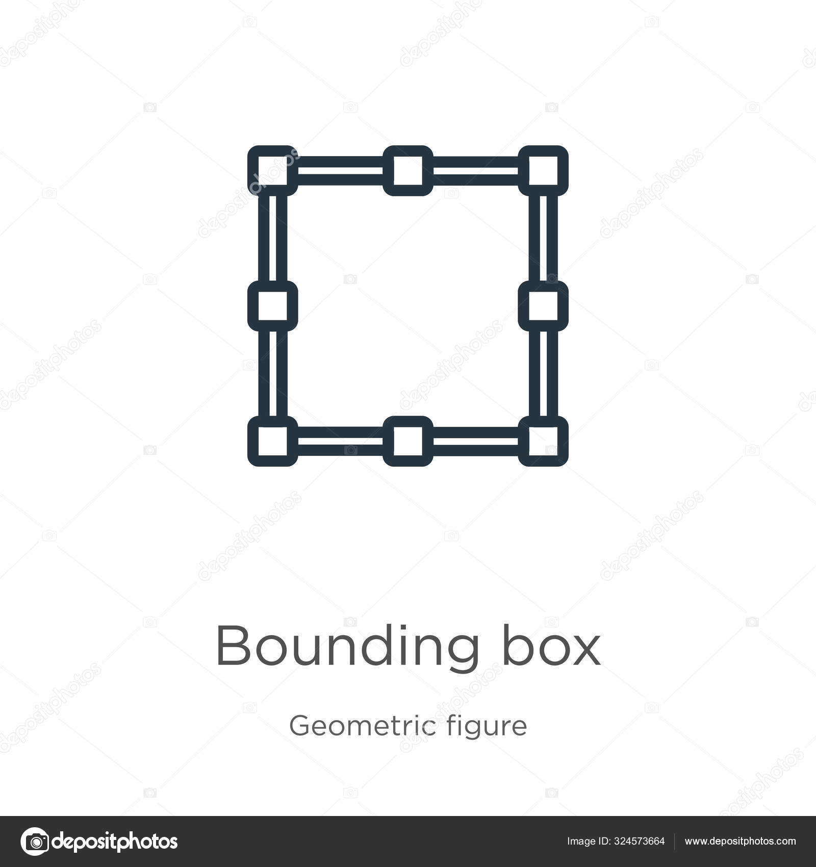 Bounding box icon. Thin linear bounding box outline icon isolated on ...