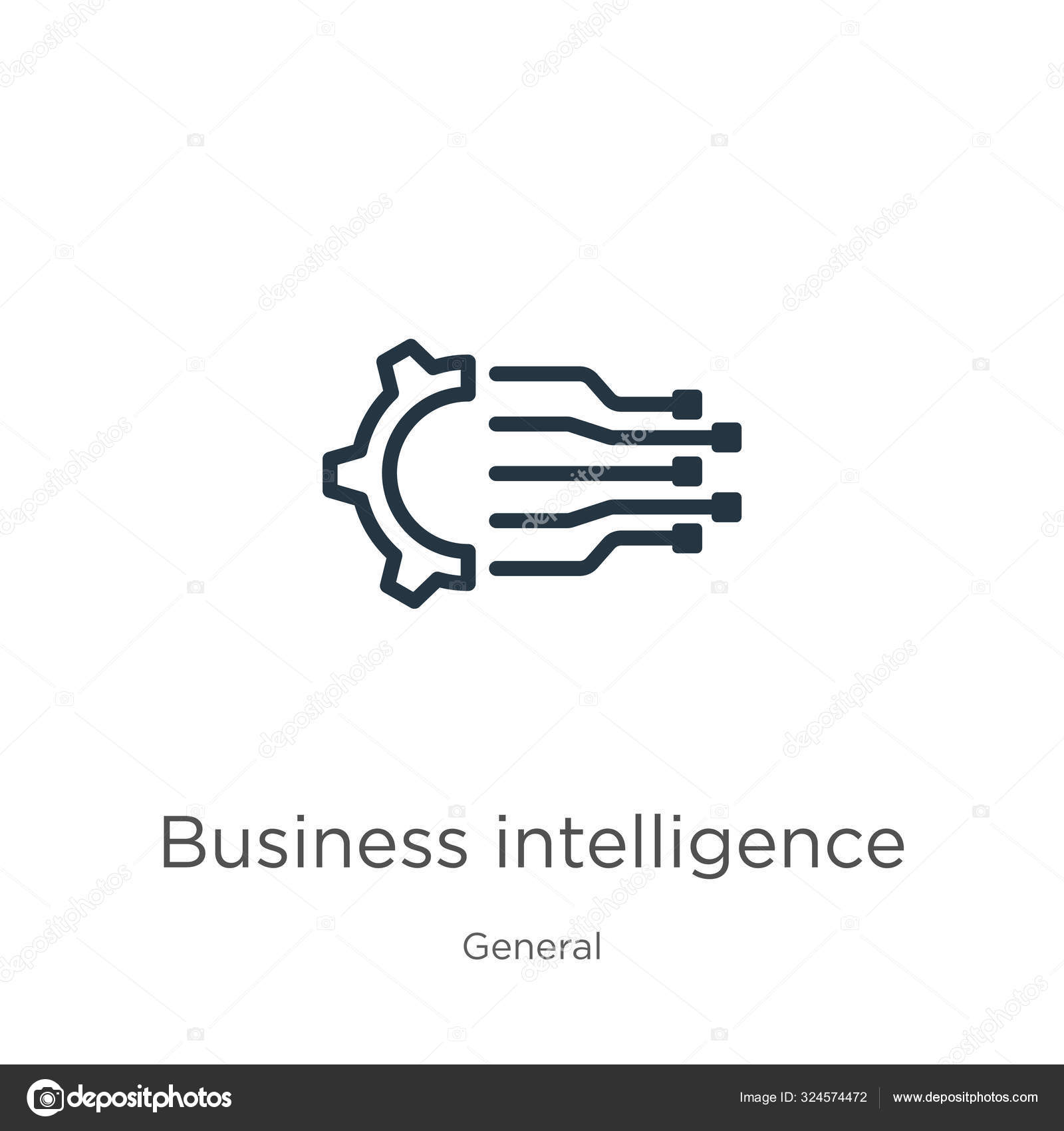 Business intelligence icon. Thin linear business intelligence outline ...