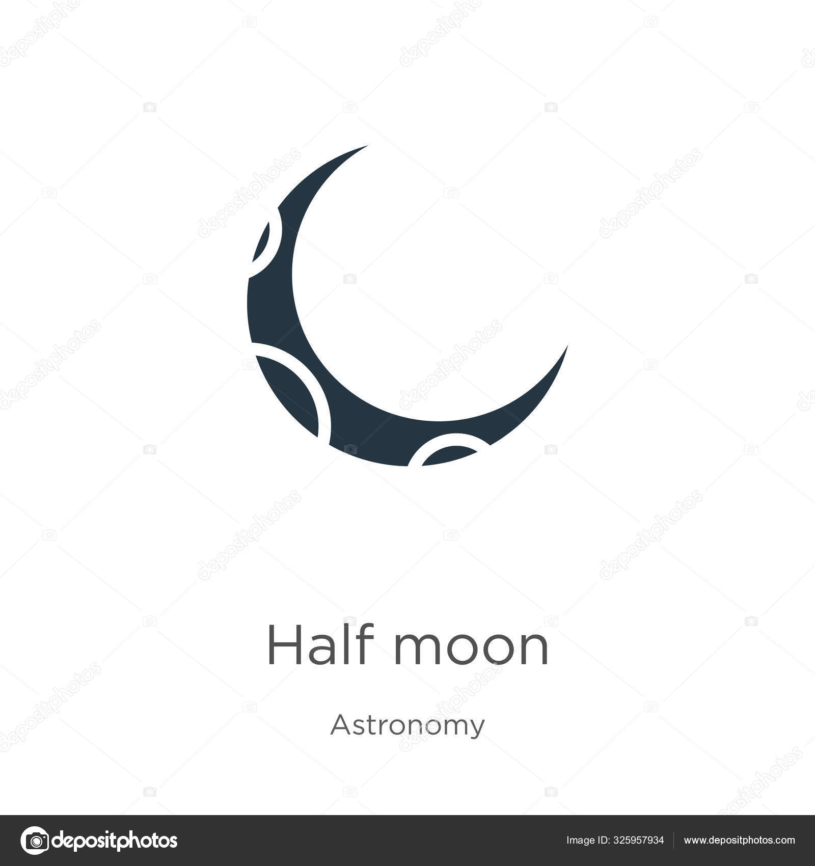 Half moon icon vector. Trendy flat half moon icon from astronomy ...
