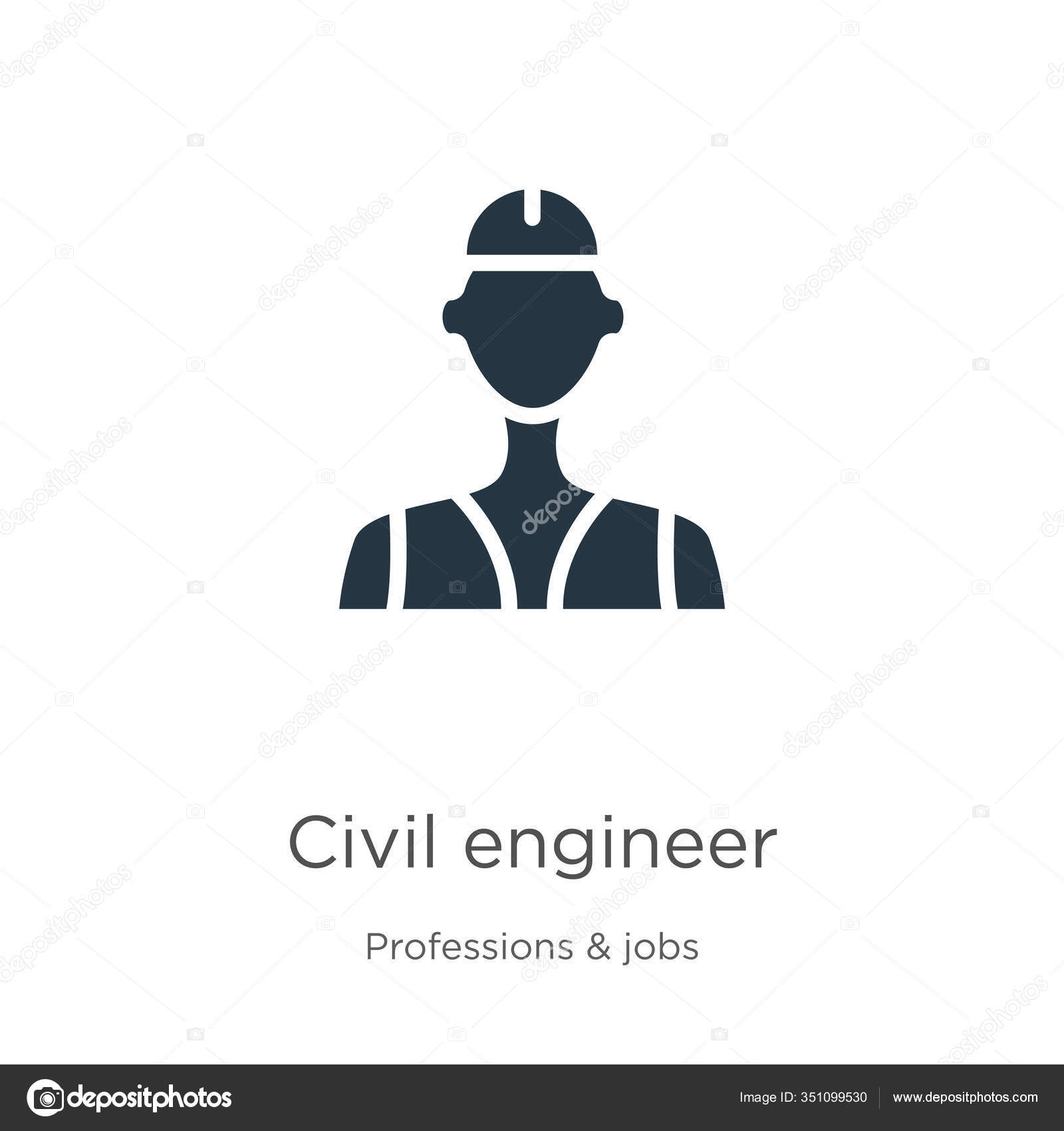 Civil Engineer Icon Vector Trendy Flat Civil Engineer Icon Professions ...