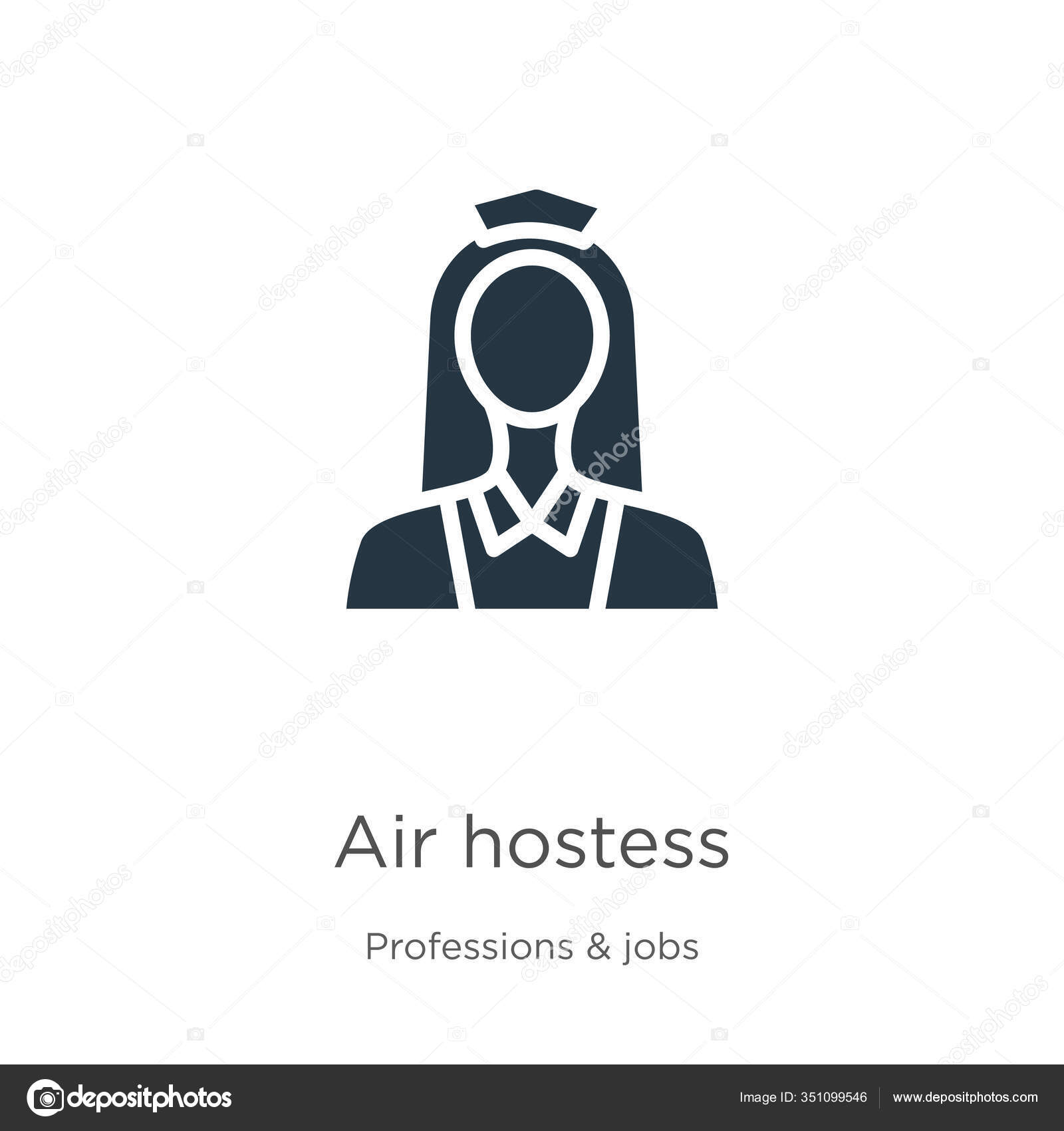 Air Hostess Icon Vector Trendy Flat Air Hostess Icon Professions Stock ...