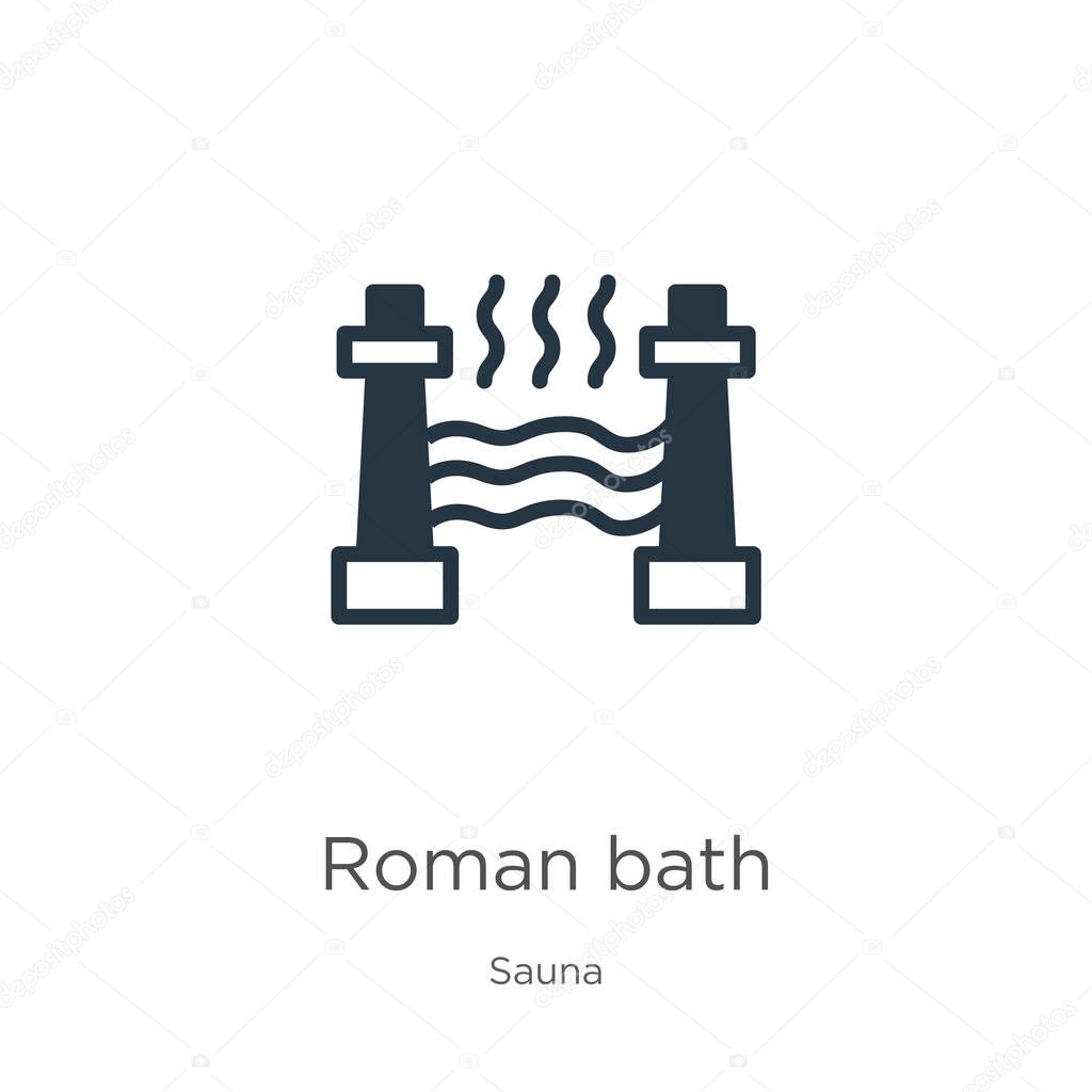 Icono romano vectorial del baño. Cómodo icono de baño romano plano de ...
