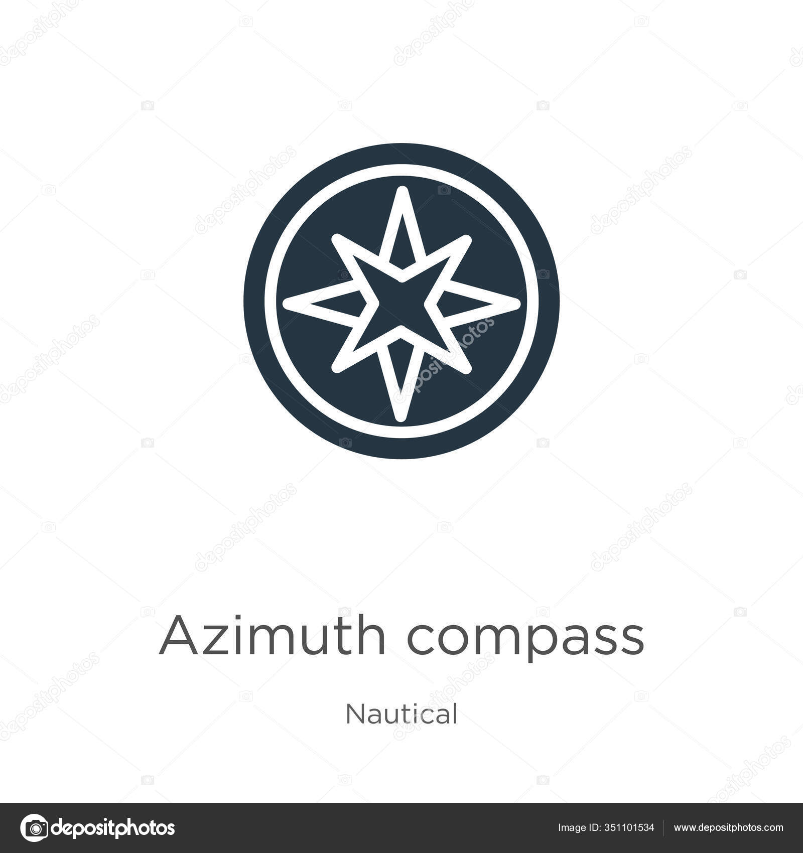 Azimuth Compass Icon Vector Trendy Flat Azimuth Compass Icon Nautical ...