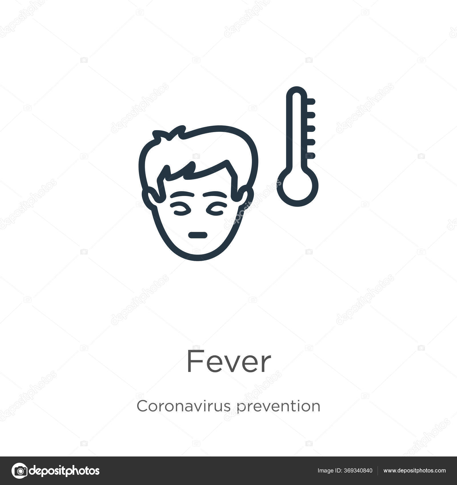 Fever Icon Thin Linear Fever Outline Icon Isolated White Background ...