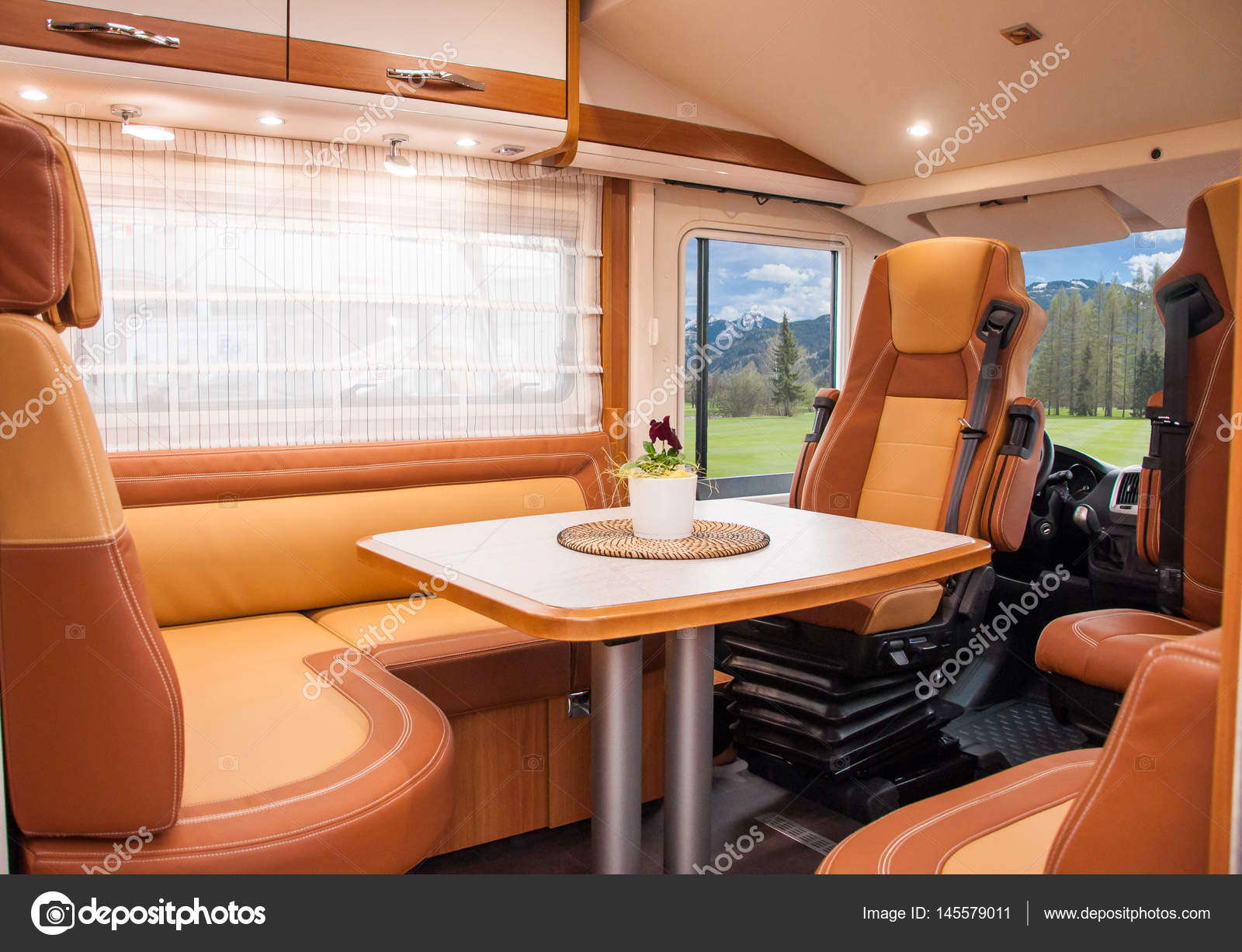 Interior of luxury caravan Stock Photo by ©Tadeas 145579011