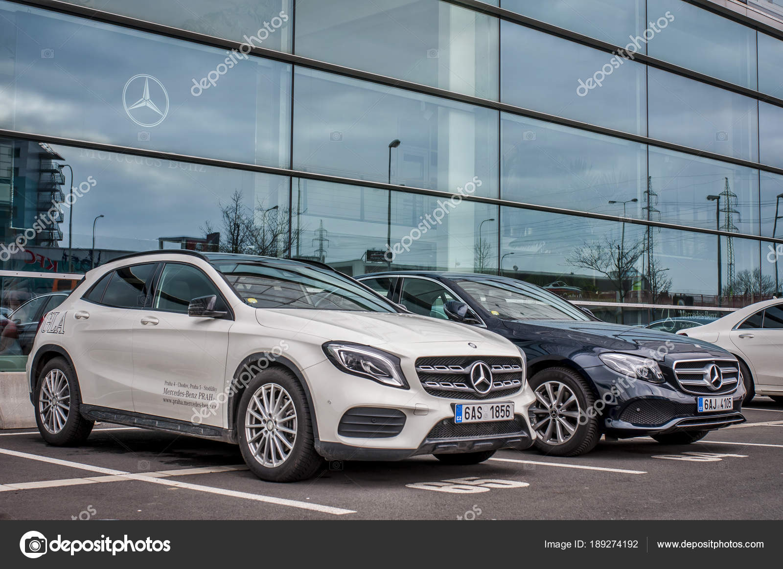 Prague Czech Republic 2018 New Luxury Cars Mercedes Benz Parking ...