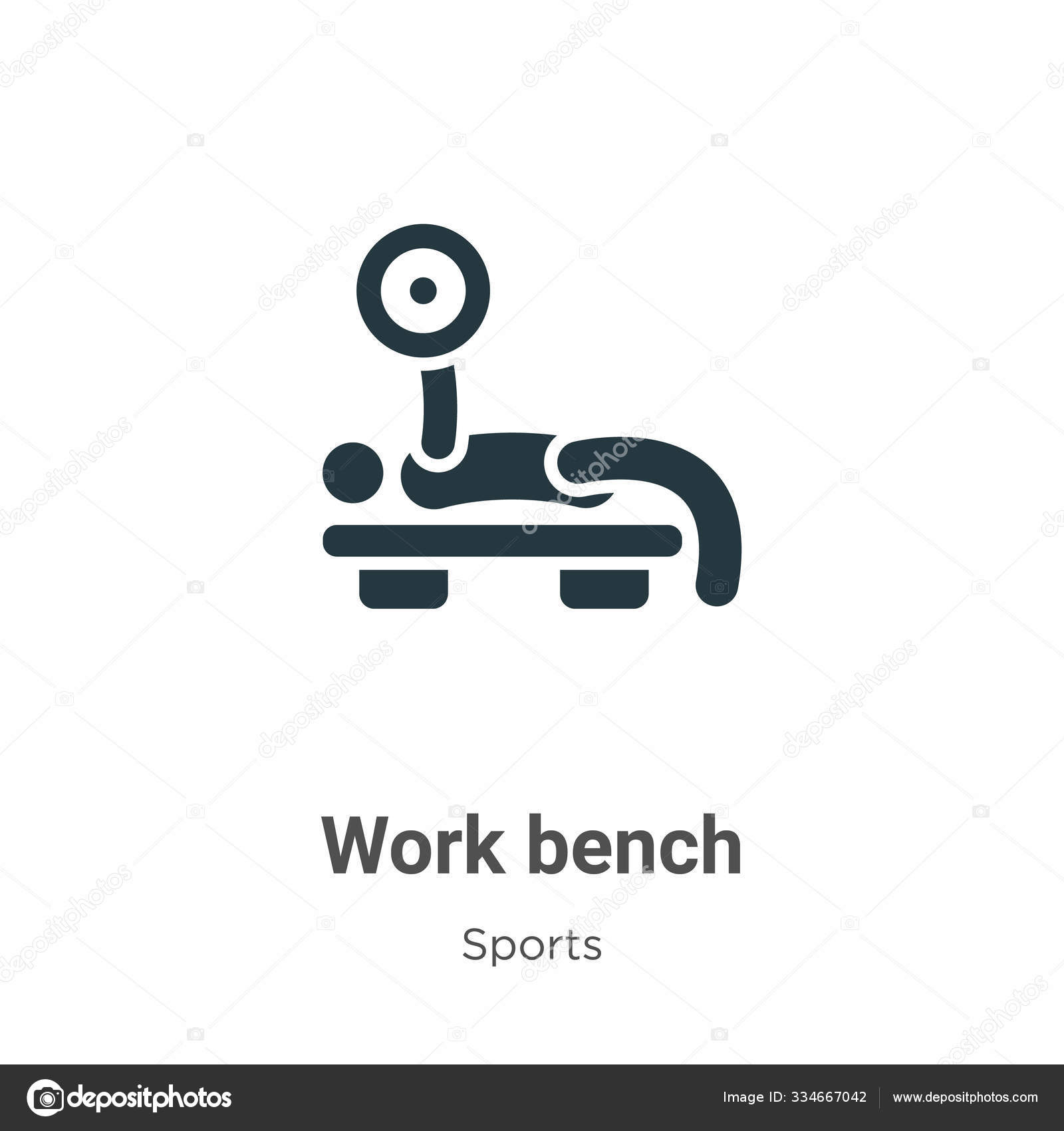 Work Bench Glyph Icon Vector White Background Flat Vector Work Stock ...