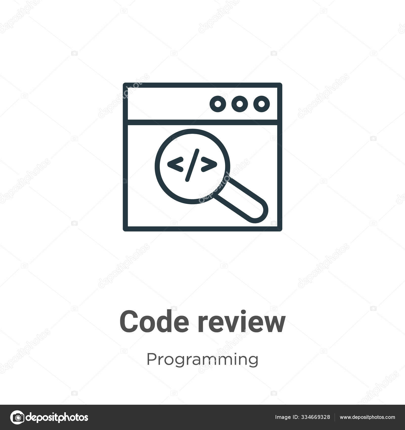 Code Review Outline Vector Icon Thin Line Black Code Review Stock ...