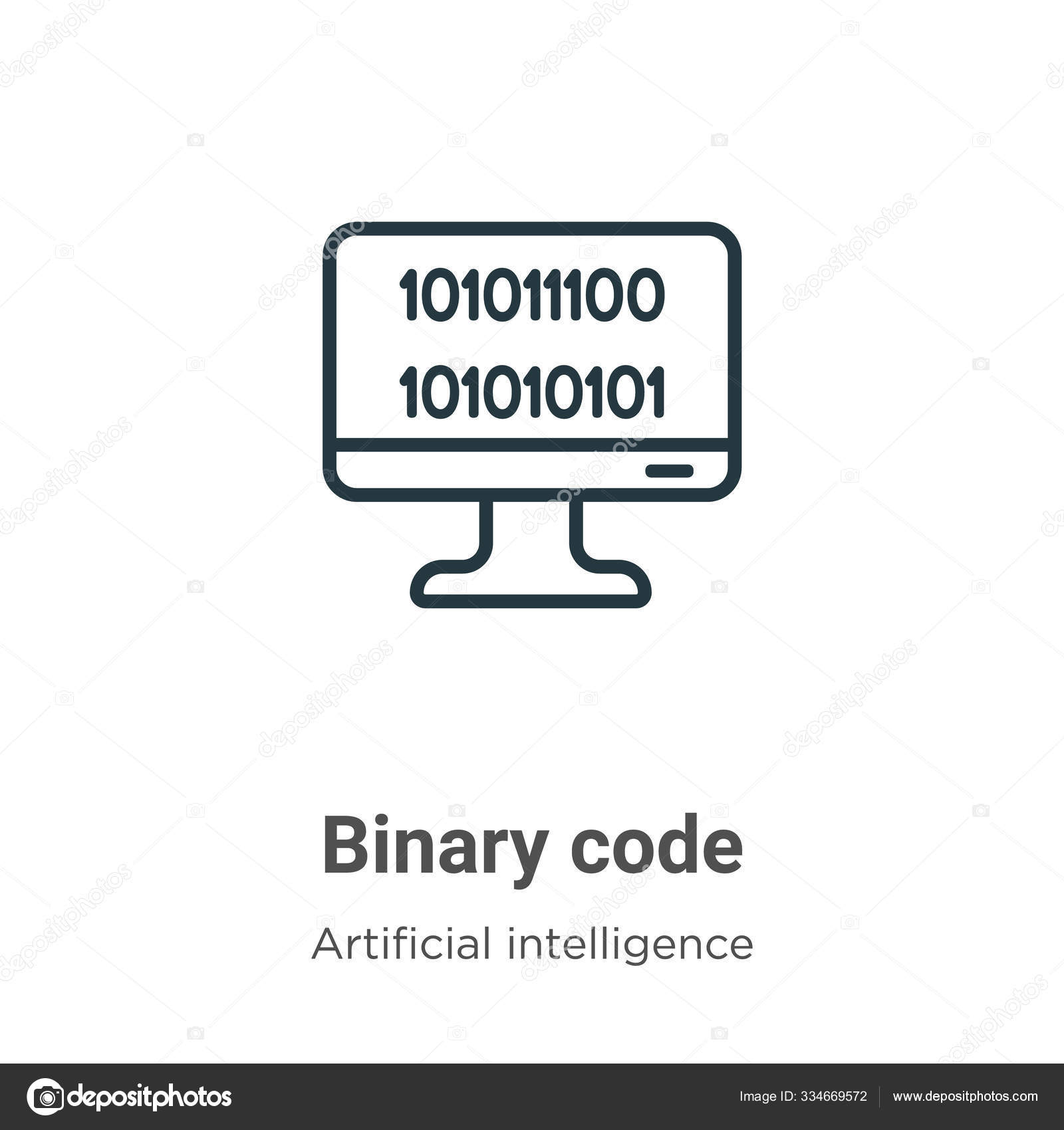 Binary Code Outline Vector Icon Thin Line Black Binary Code Stock Vector Image by ©Digital ...