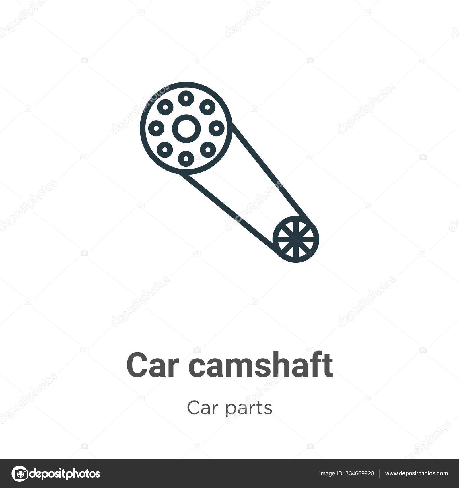 Car camshaft outline vector icon. Thin line black car camshaft icon ...