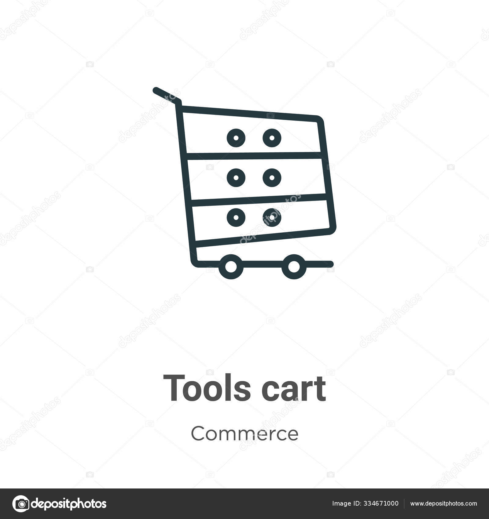 Tools cart outline vector icon. Thin line black tools cart icon, flat ...