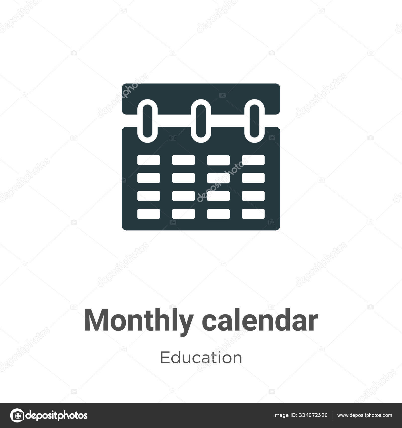 Monthly Calendar Vector Icon White Background Flat Vector Monthly ...