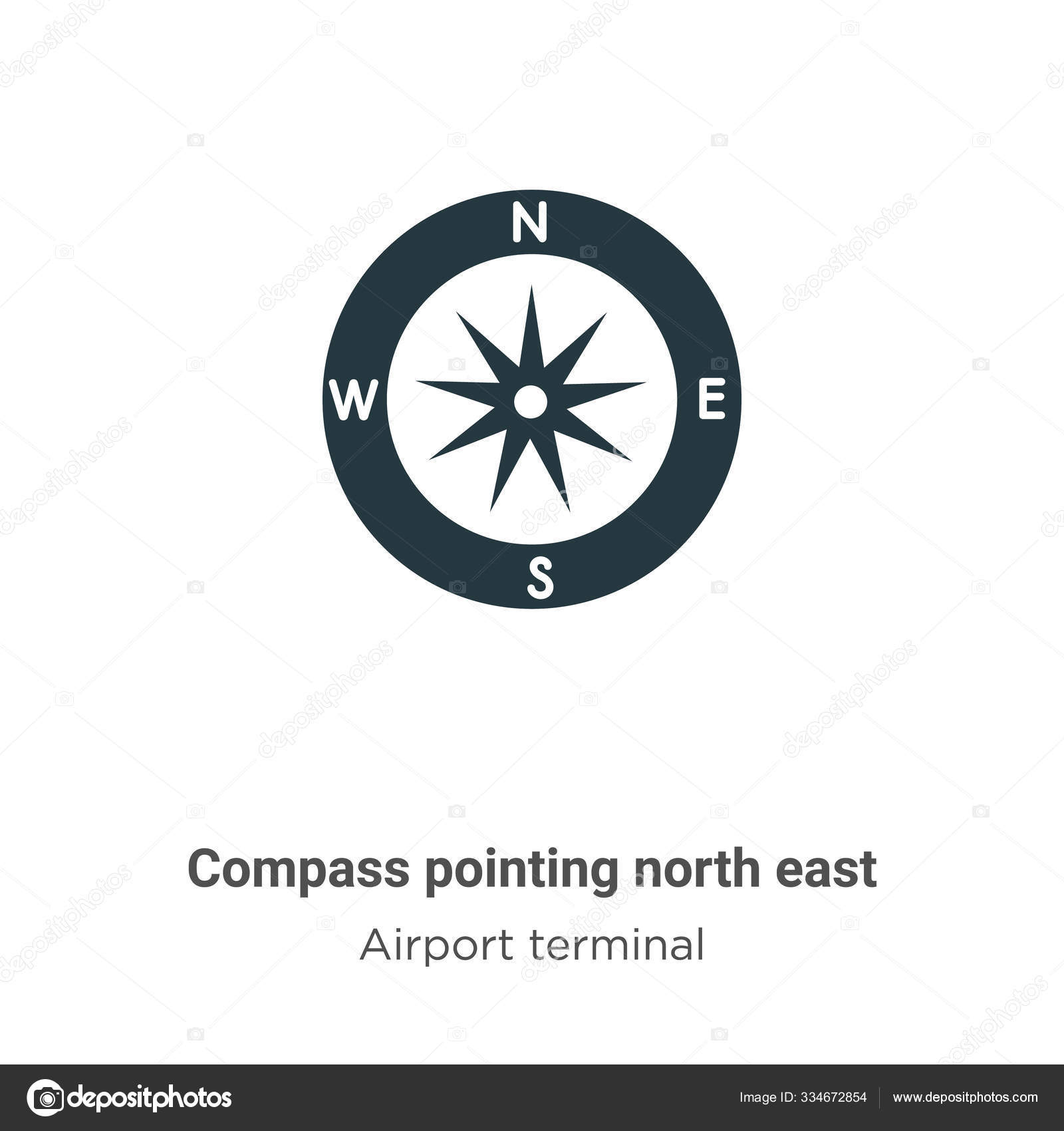 Compass pointing north east vector icon on white background. Flat ...