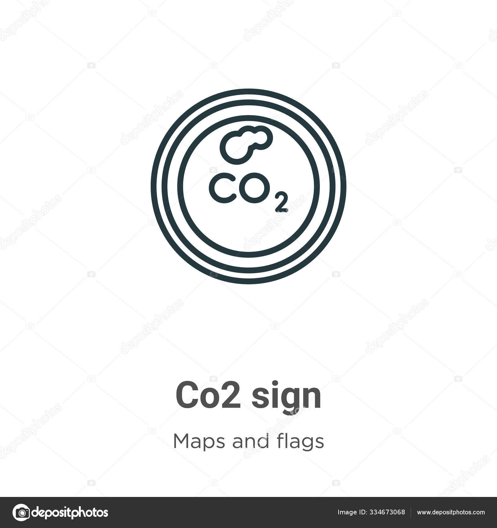 Co2 Sign Outline Vector Icon Thin Line Black Co2 Sign Stock Vector ...
