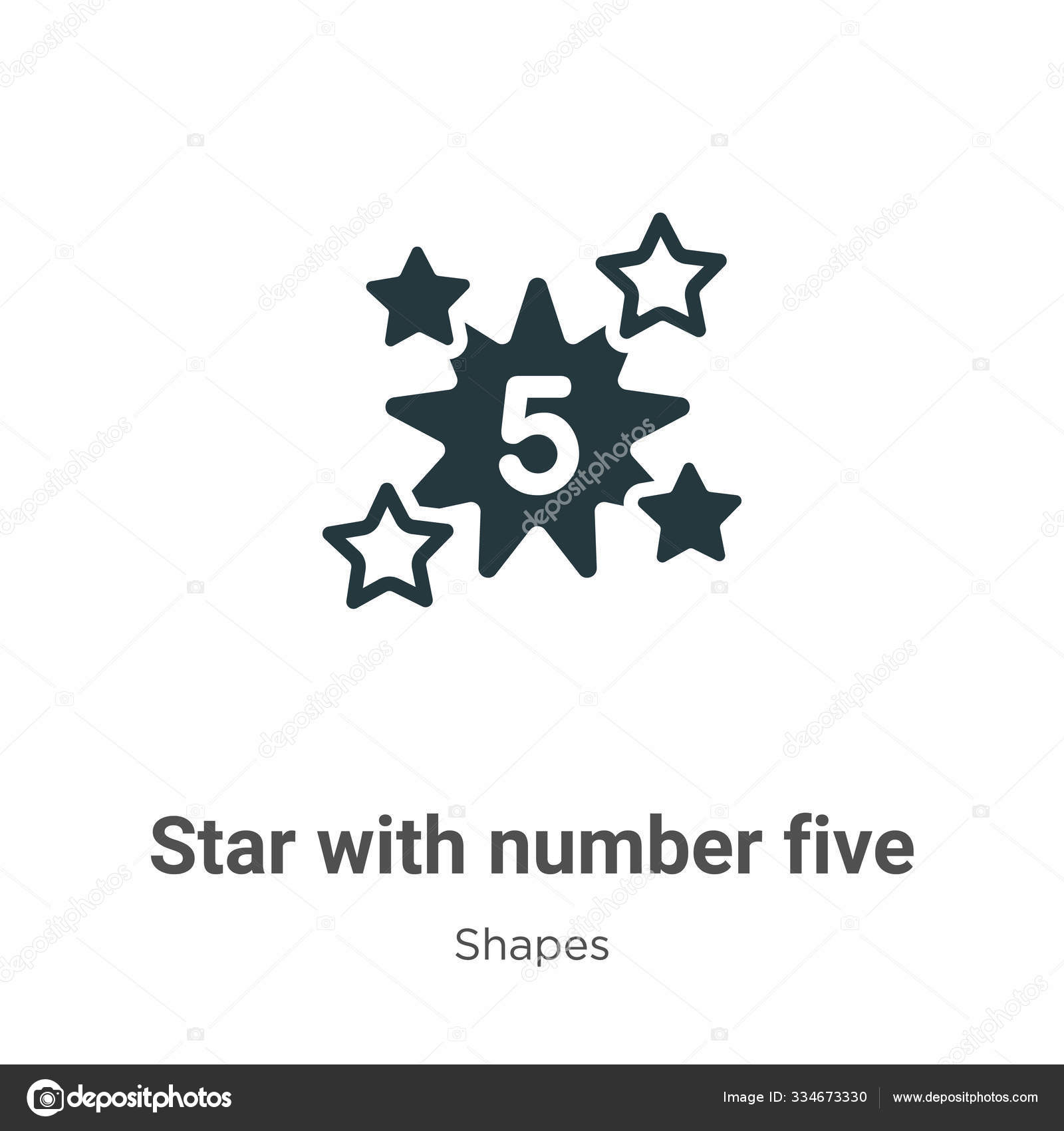 Star Number Five Glyph Icon Vector White Background Flat Vector Stock ...