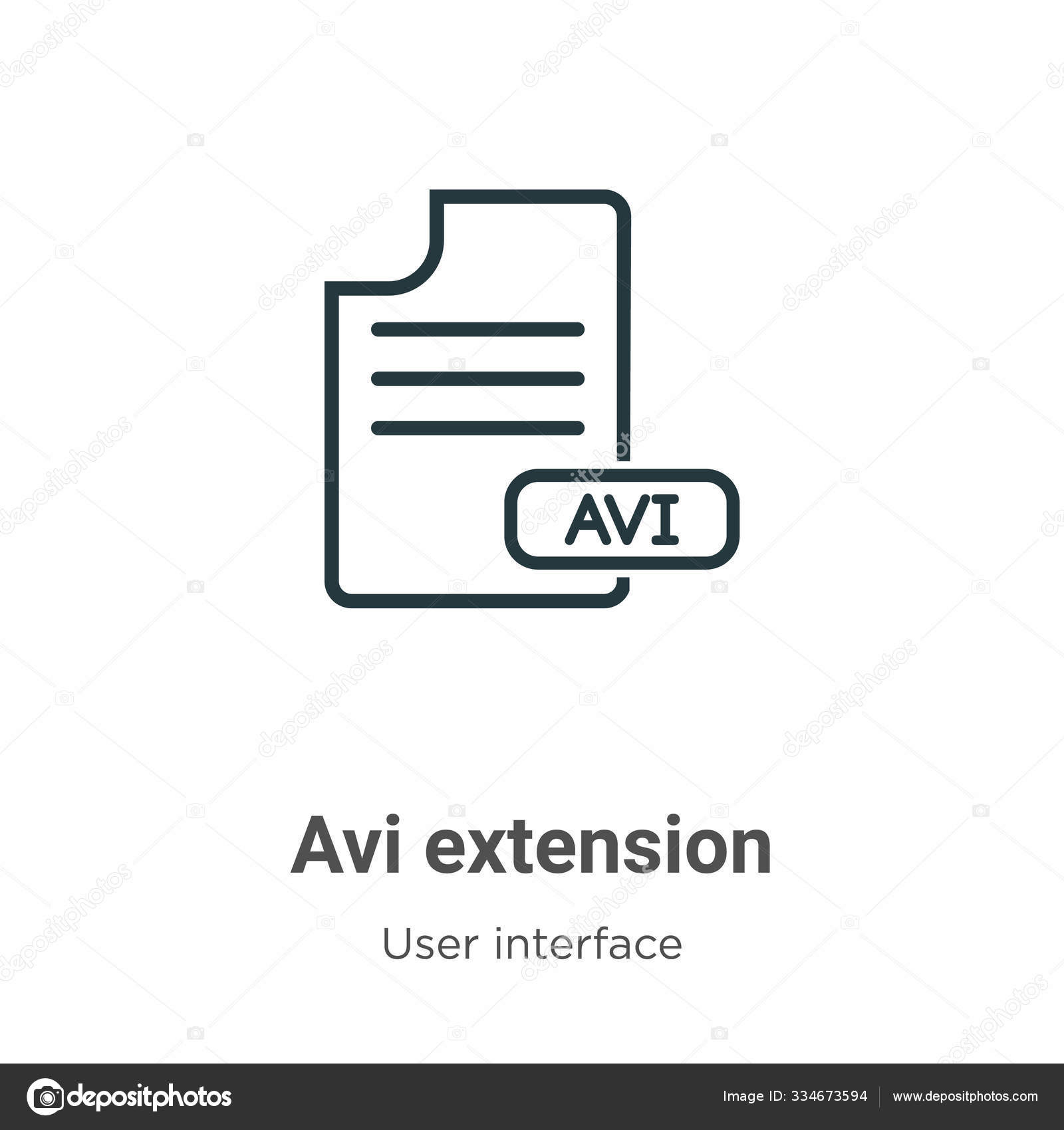Avi Extension Outline Vector Icon Thin Line Black Avi Extension Stock ...