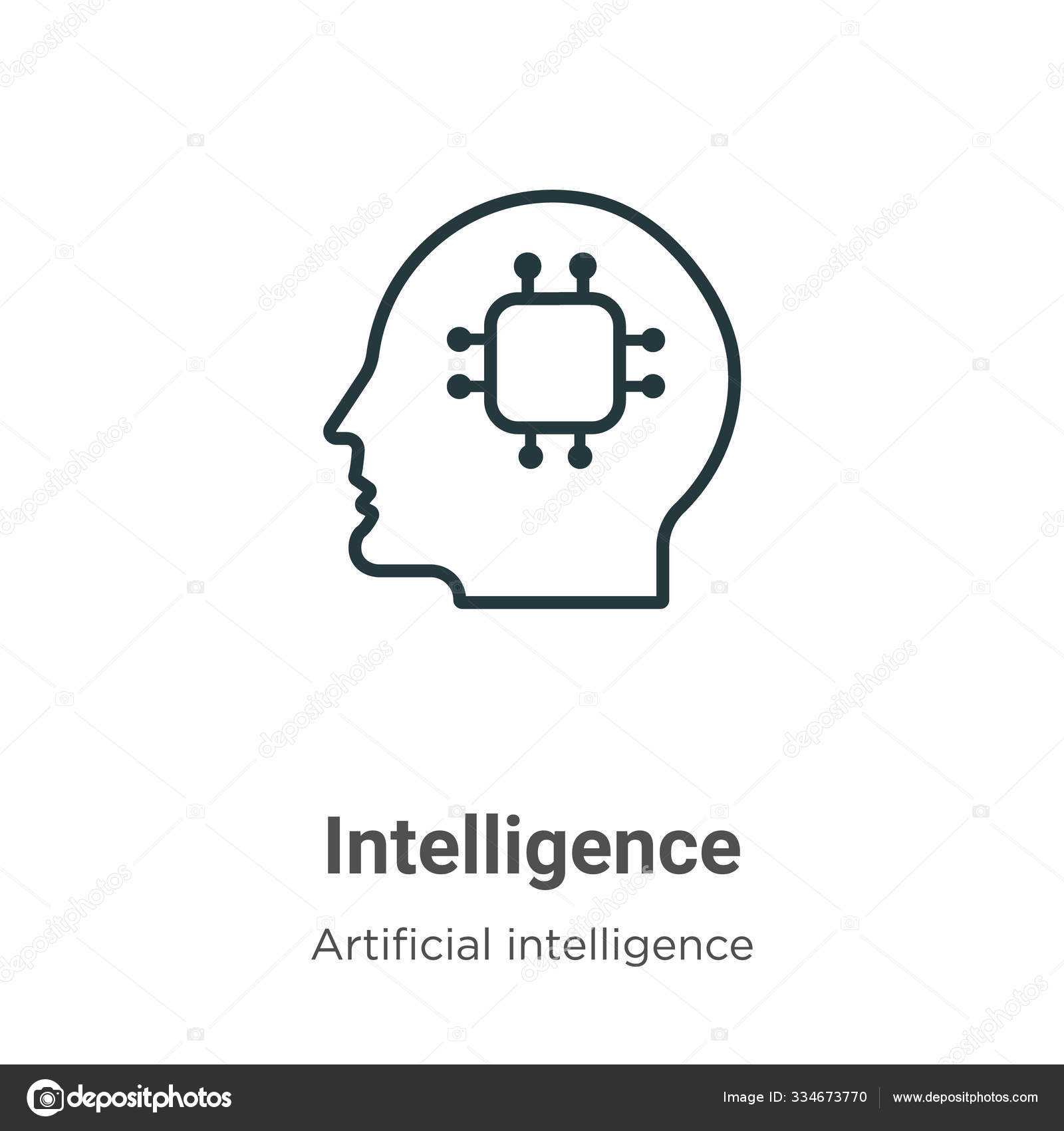Intelligence Outline Vector Icon Thin Line Black Intelligence Icon Flat ...