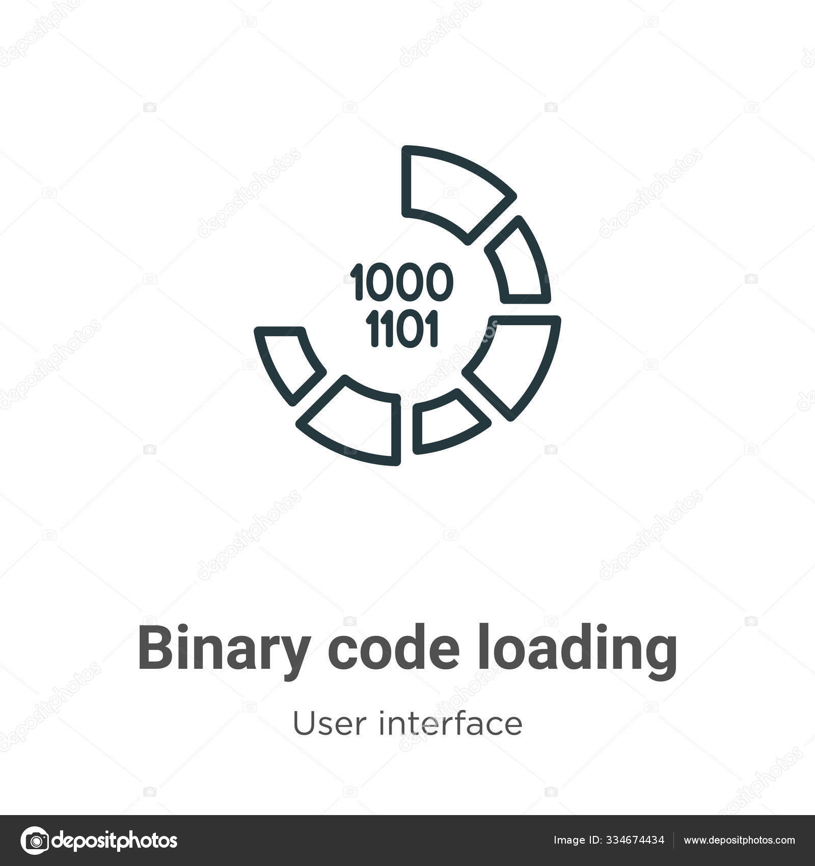 Binary Code Loading Outline Vector Icon Thin Line Black Binary Stock Vector by ©Digital-Bazaar ...