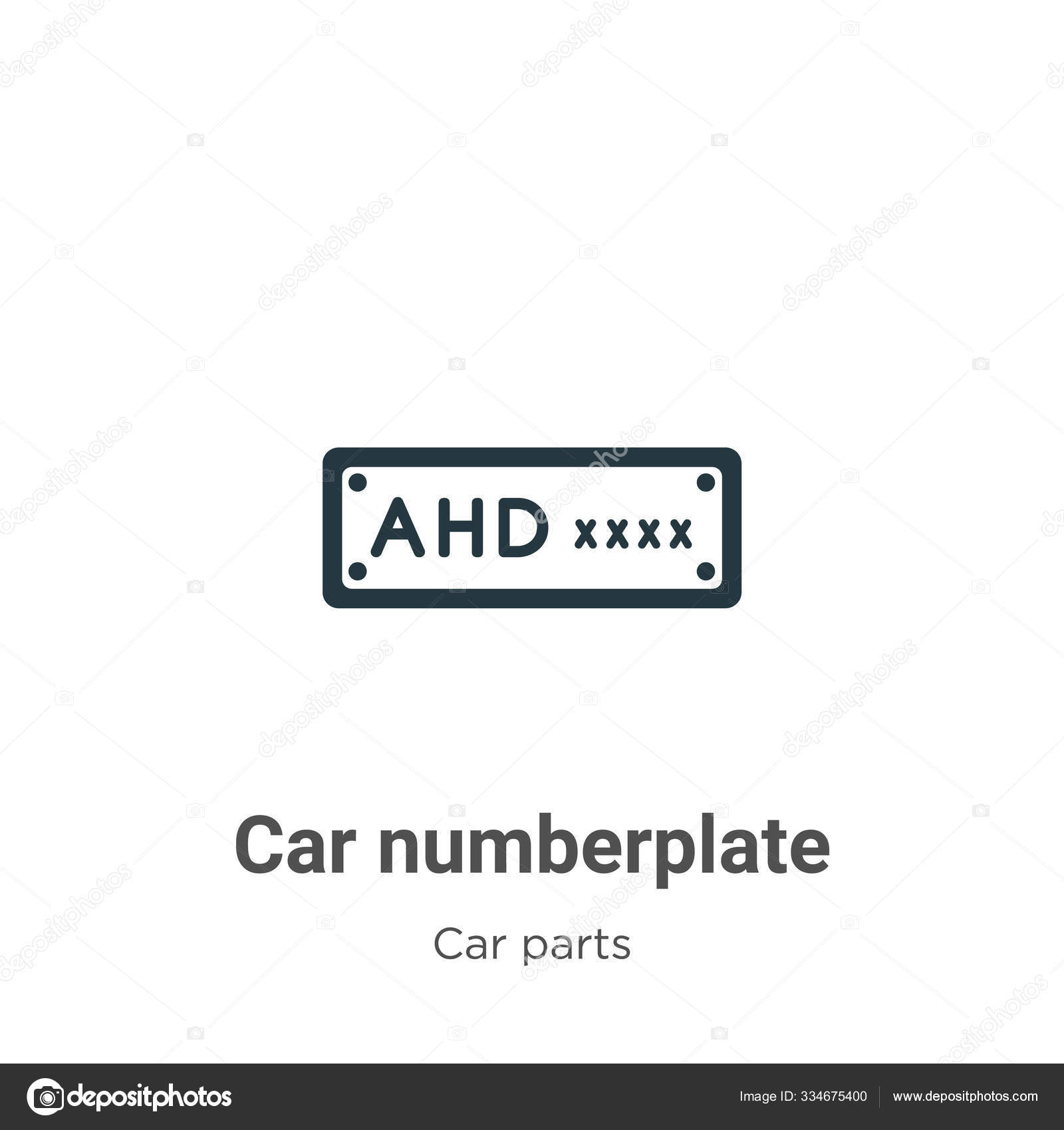 Car Numberplate Vector Icon White Background Flat Vector Car ...