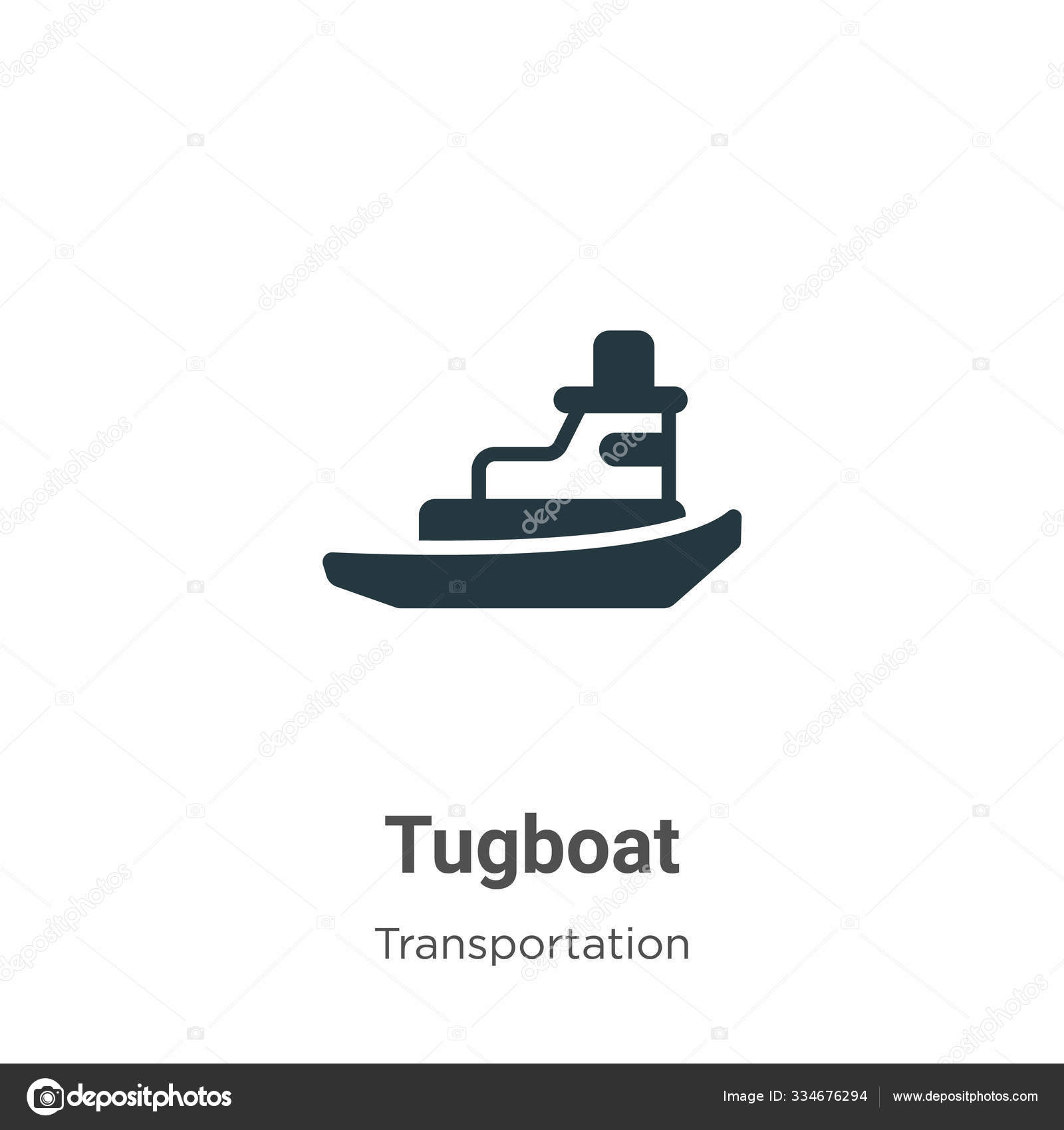 Tugboat Glyph Icon Vector White Background Flat Vector Tugboat Icon ...