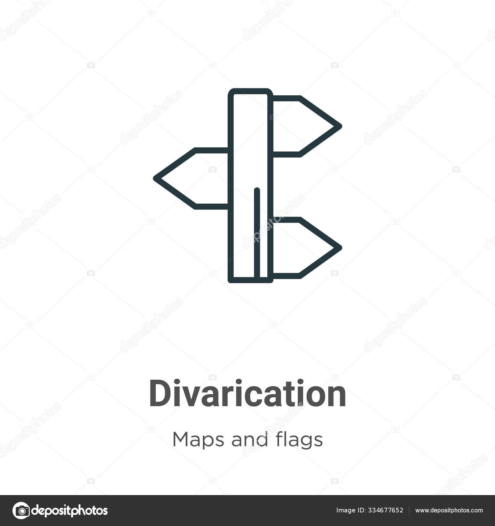 Divarication Outline Vector Icon Thin Line Black Divarication Icon Flat ...